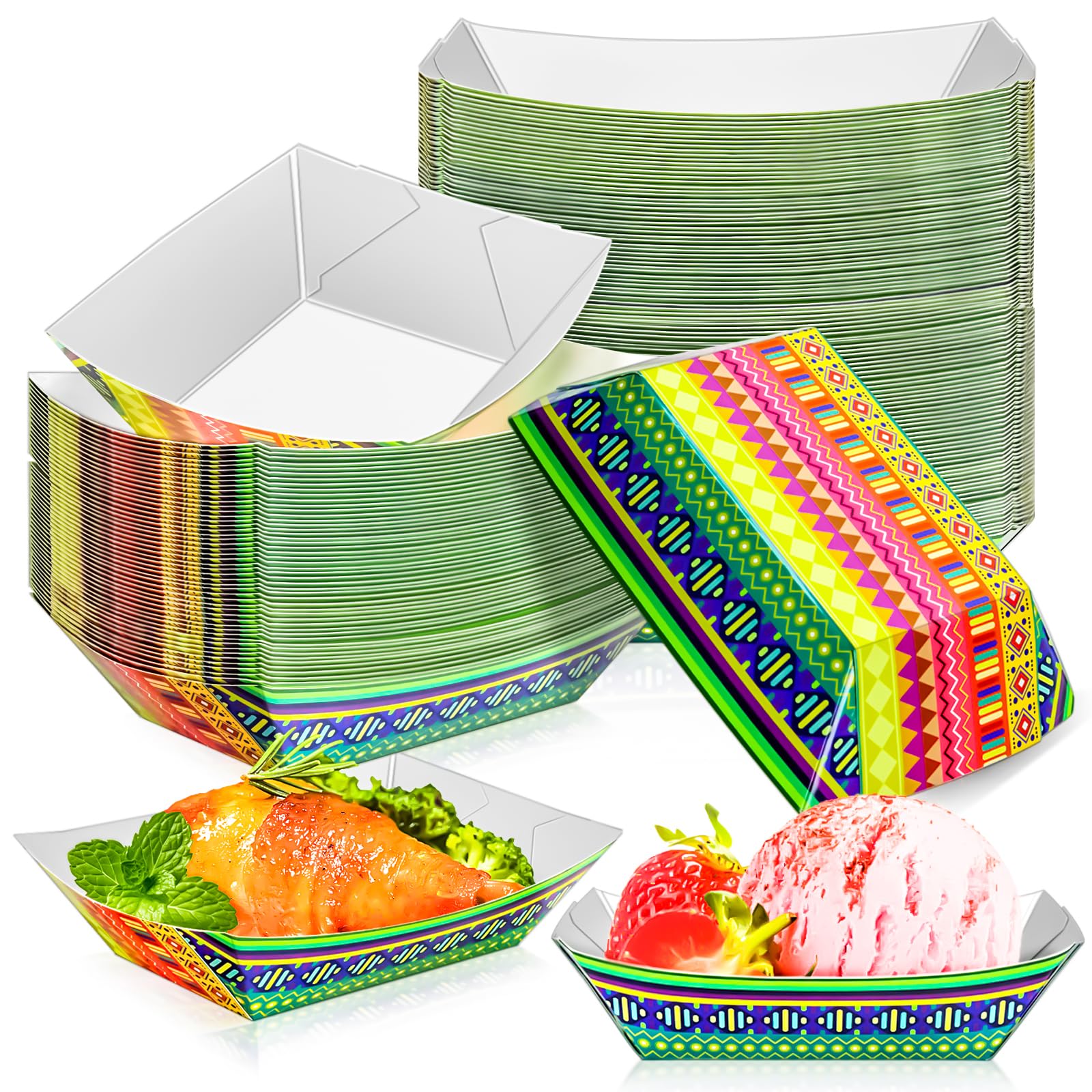 Disposable Paper Food Boats 2.5lb Serving Trays 90-Pack 2.5LB White ...