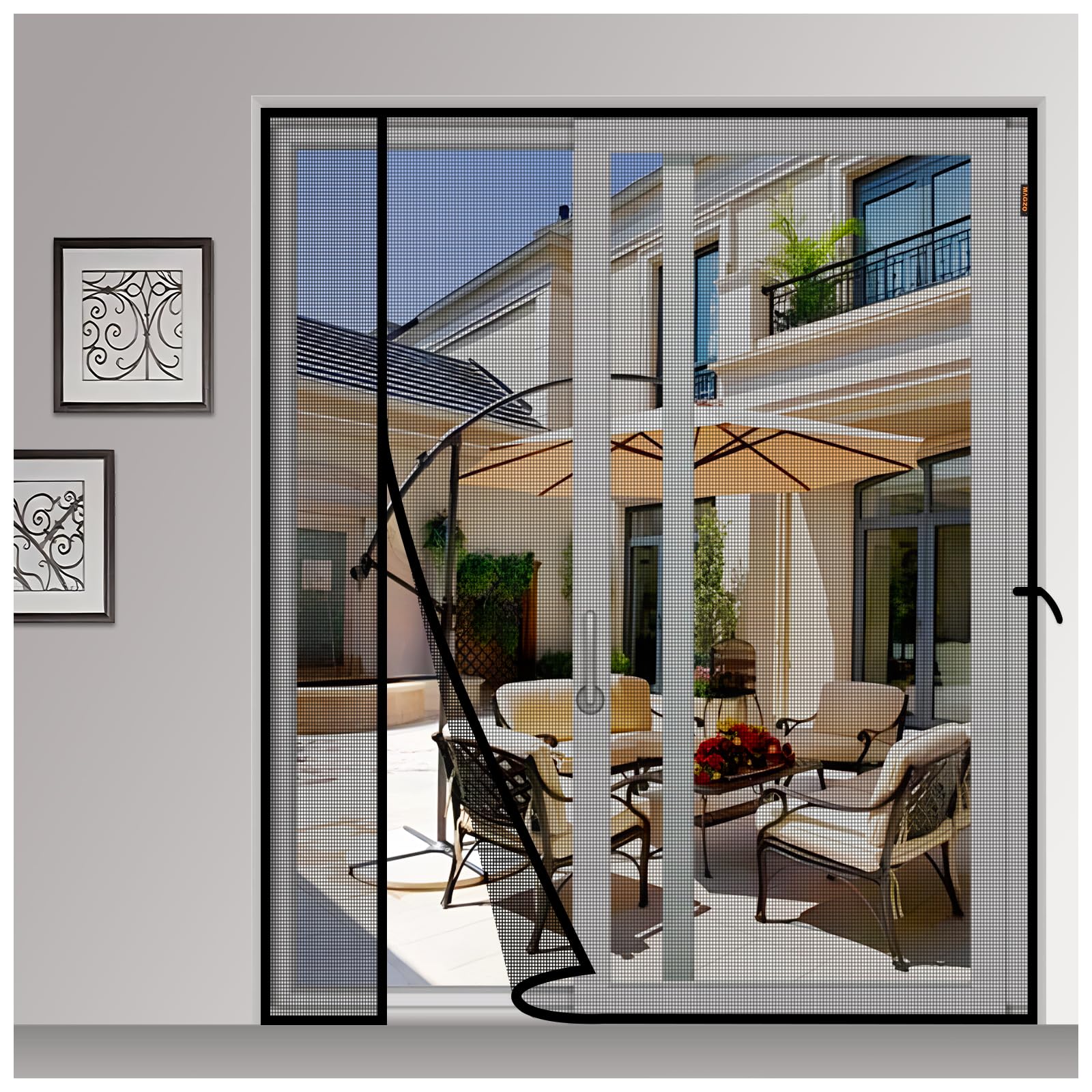 MAGZO Magnetic Screen Door 60'' x 80'', Reversible Left Right Side ...