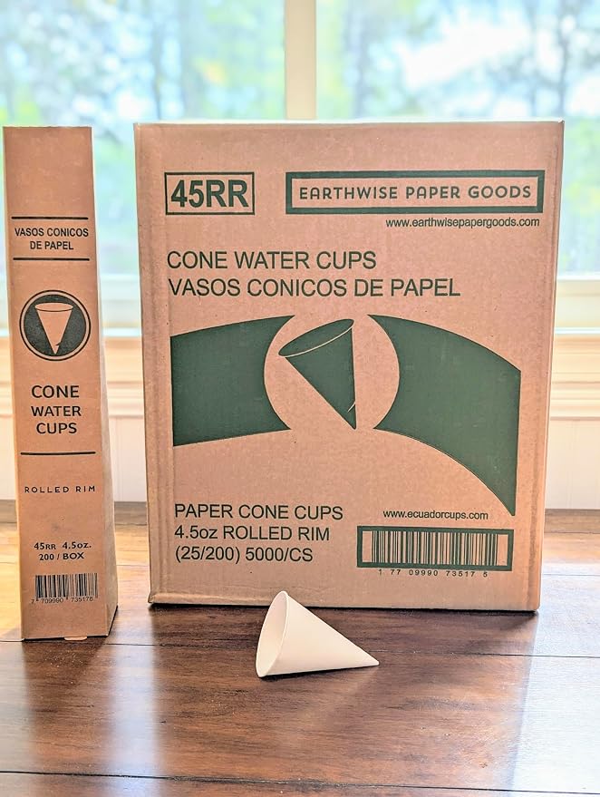 Amazon.com: 5000 count 4 oz White Paper rolled rim Cone Cups, 200 ...