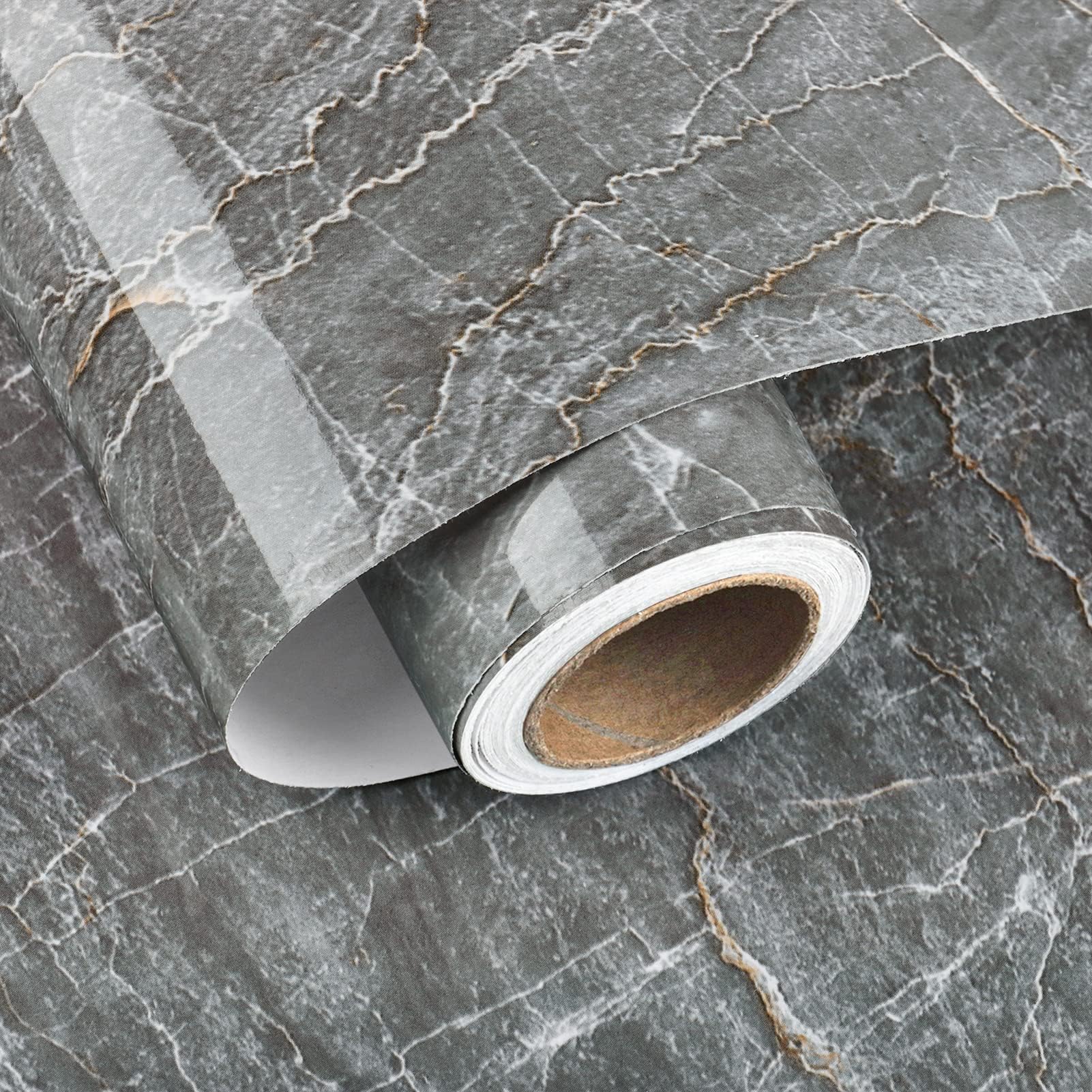 Livelynine Marble Vinyl Wrap for Kitchen Worktop Grey Marble Sticky ...