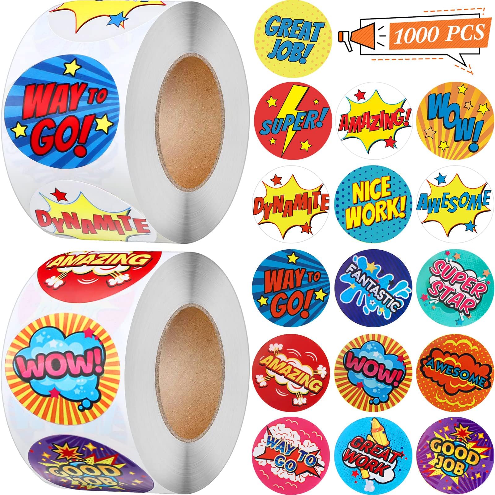 Amazon.com : Epakh 1000 Pieces Classroom Reward Stickers Student Praise ...