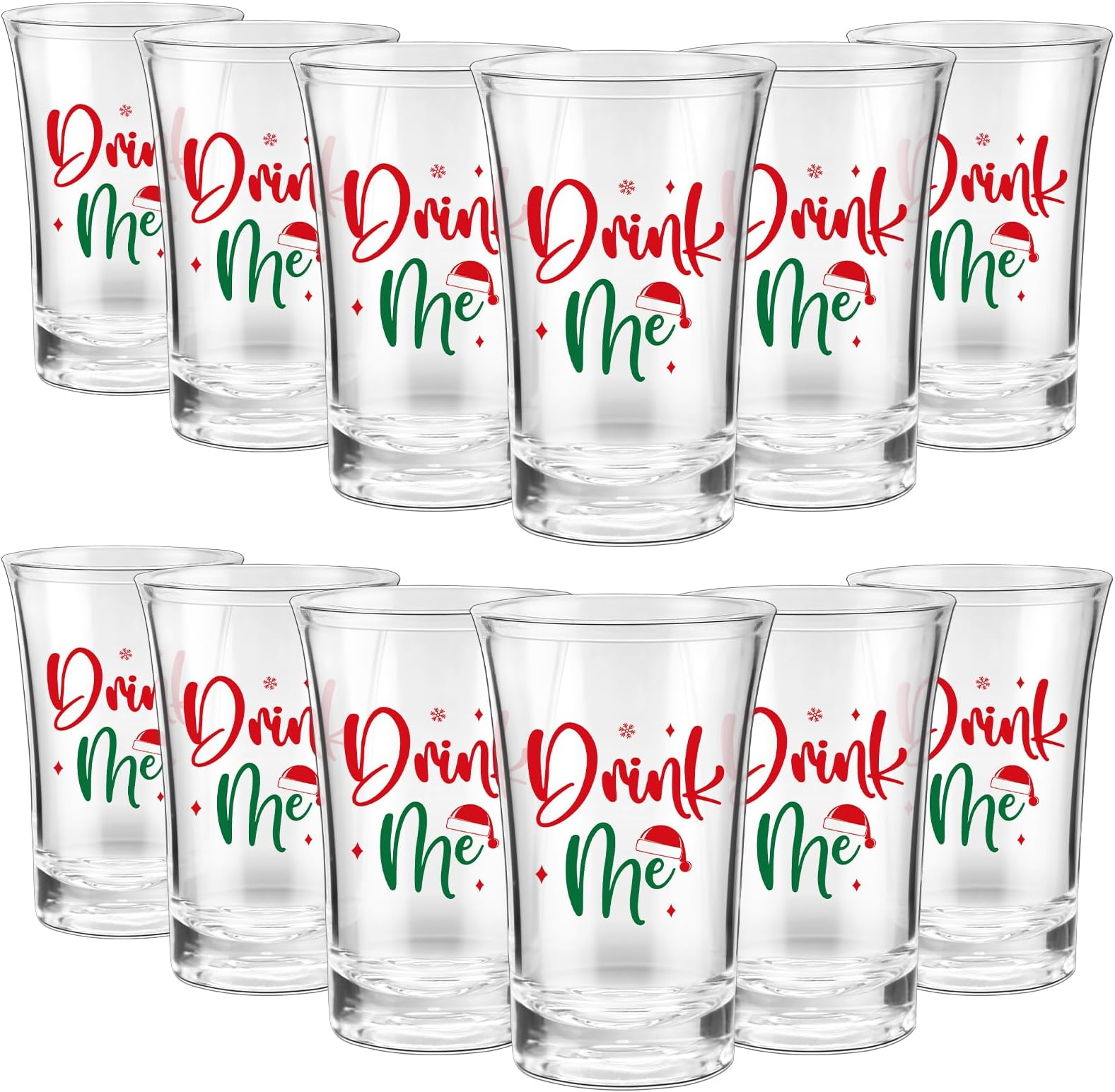 Amazon.com | M&N HOME Christmas Shot Glasses, 6- Pack Heavy Based Glass ...