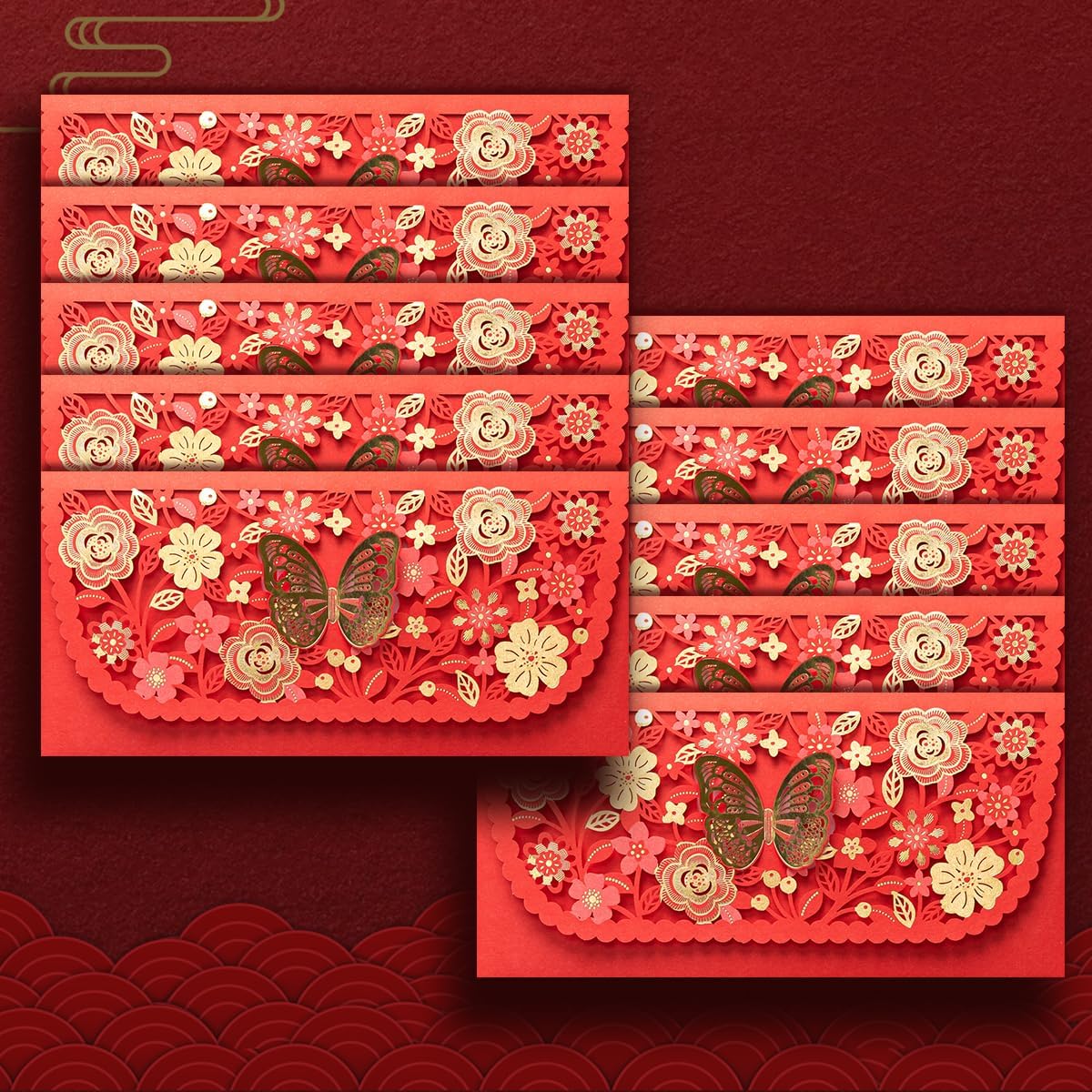 Amazon.com : 20Pcs Butterfly & Flower Chinese Red Envelopes for 2025 ...