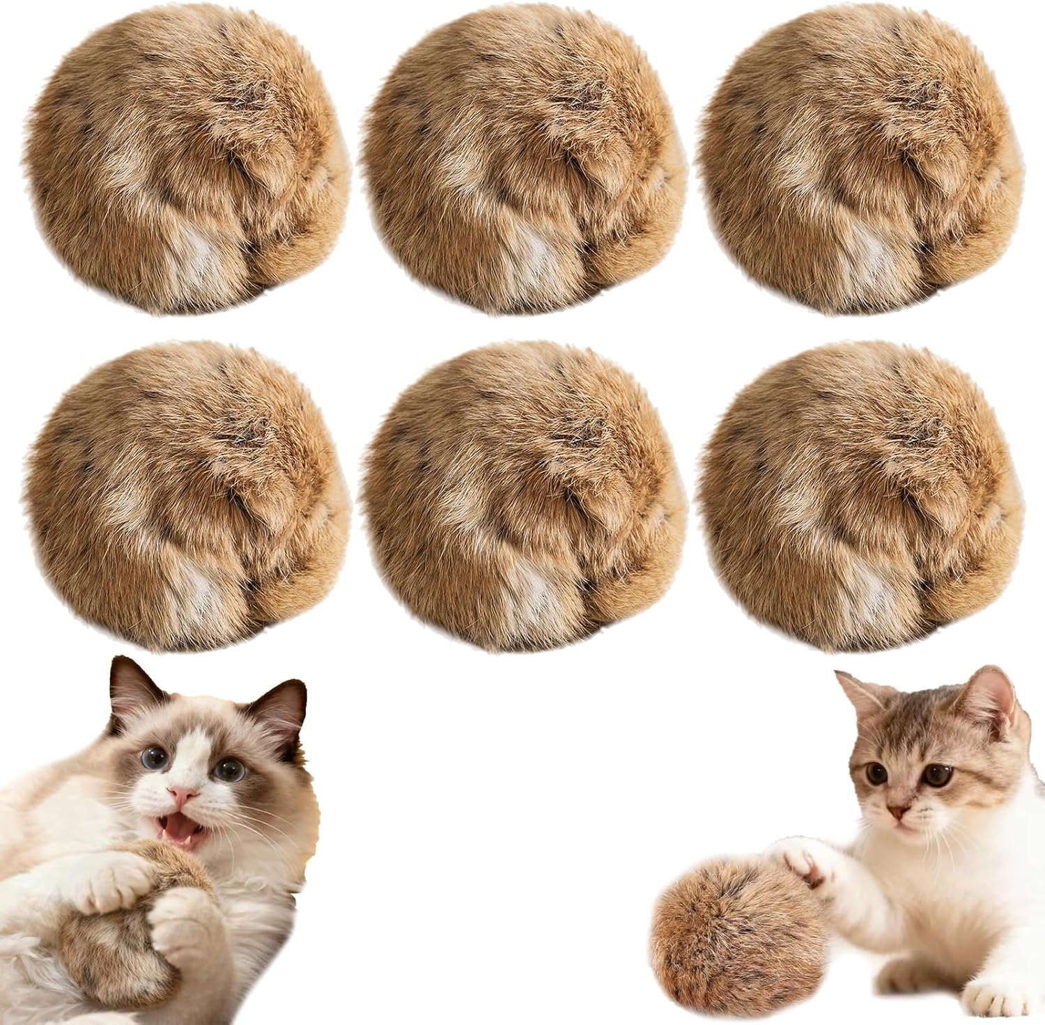 Rabbit Fur Ball Cat Toy, Soft Fluffy Cat Toy Ball, Rabbit Fur Pom Pom ...