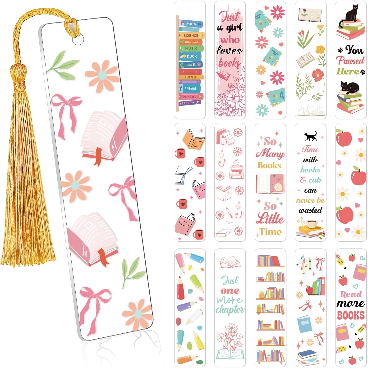 Amazon.com: Luvsweets UV DTF Bookmark Stickers - 16 Sheets Book Lover ...