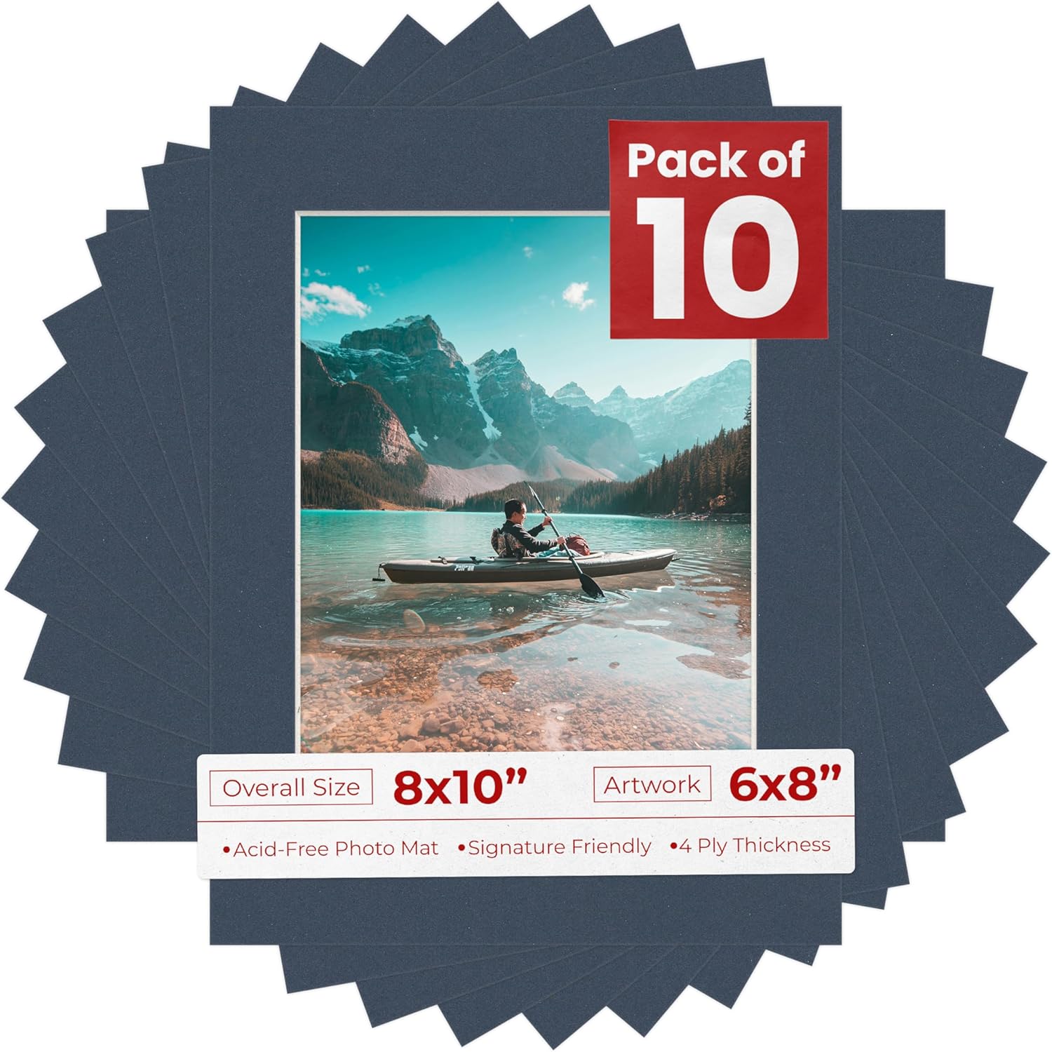 Amazon.com: 6x8 Mat for 8x10 Frame - Precut Mat Board Acid-Free Show ...