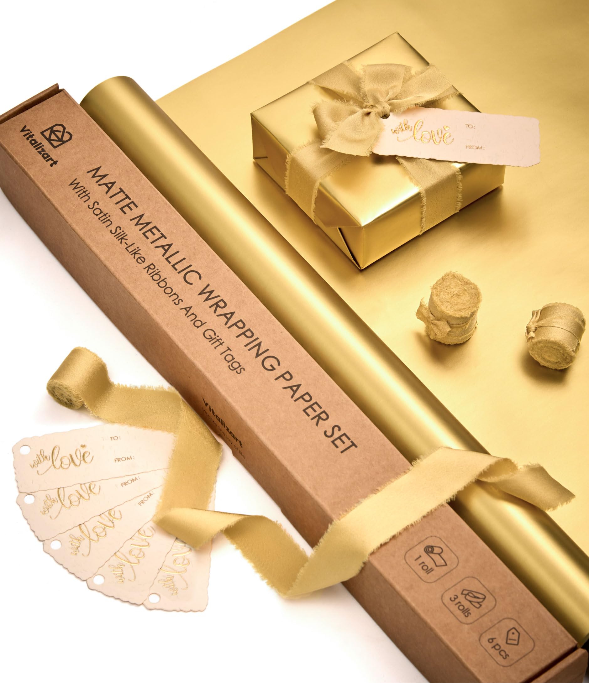 Snapklik.com : Vitalizart Gold Matte Metallic Wrapping Paper Set 17"