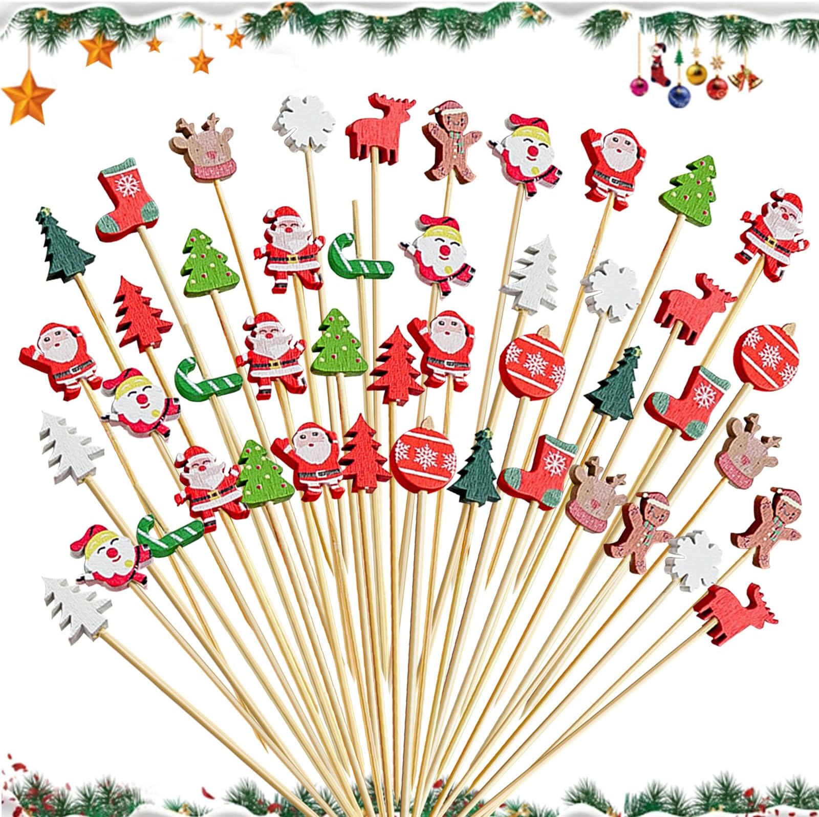 KASESSS 100 Pcs Christmas Cocktail Sticks, Canape Sticks Fruits ...