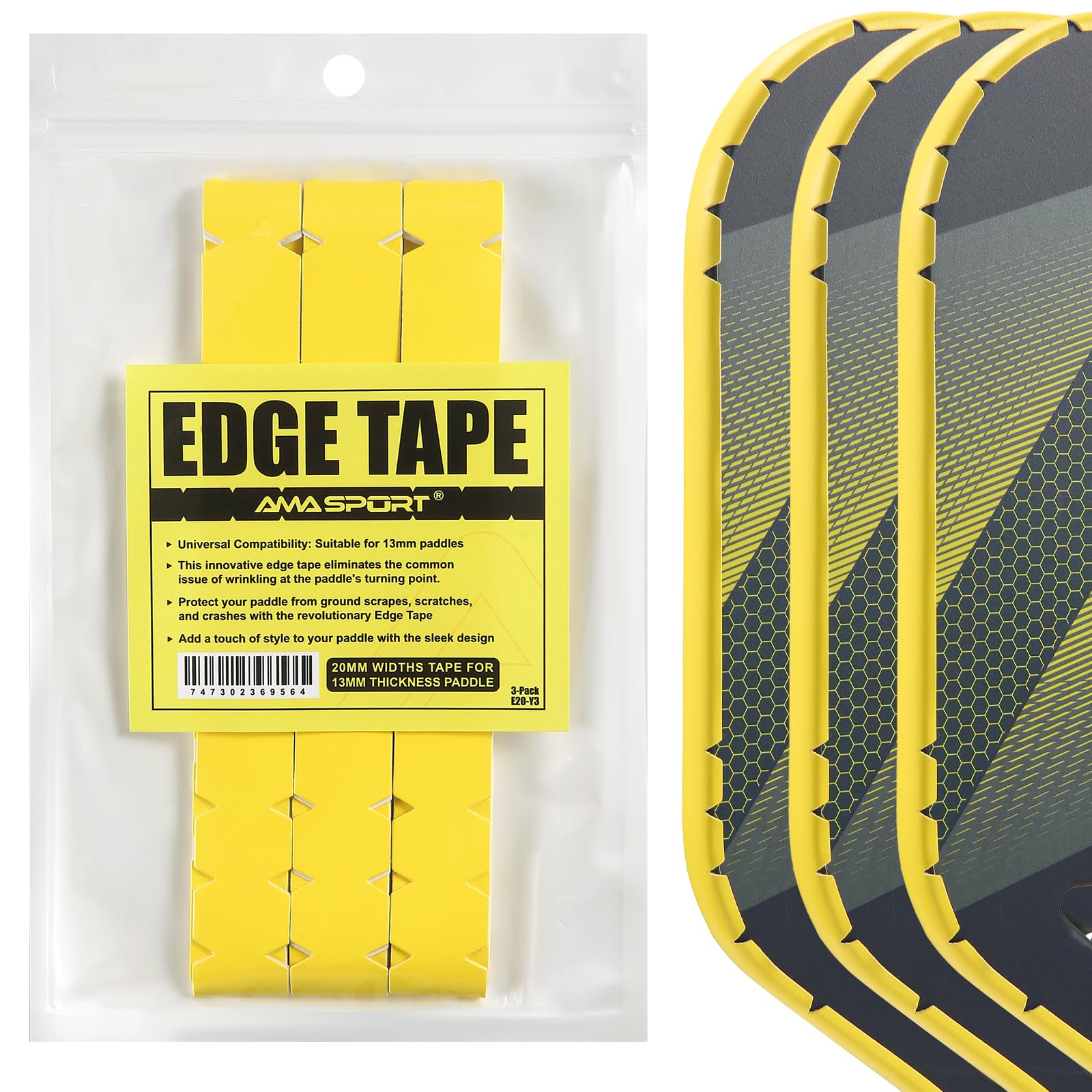 Snapklik.com : Pickleball Paddle Protection Tape Yellow - Paddle Head ...