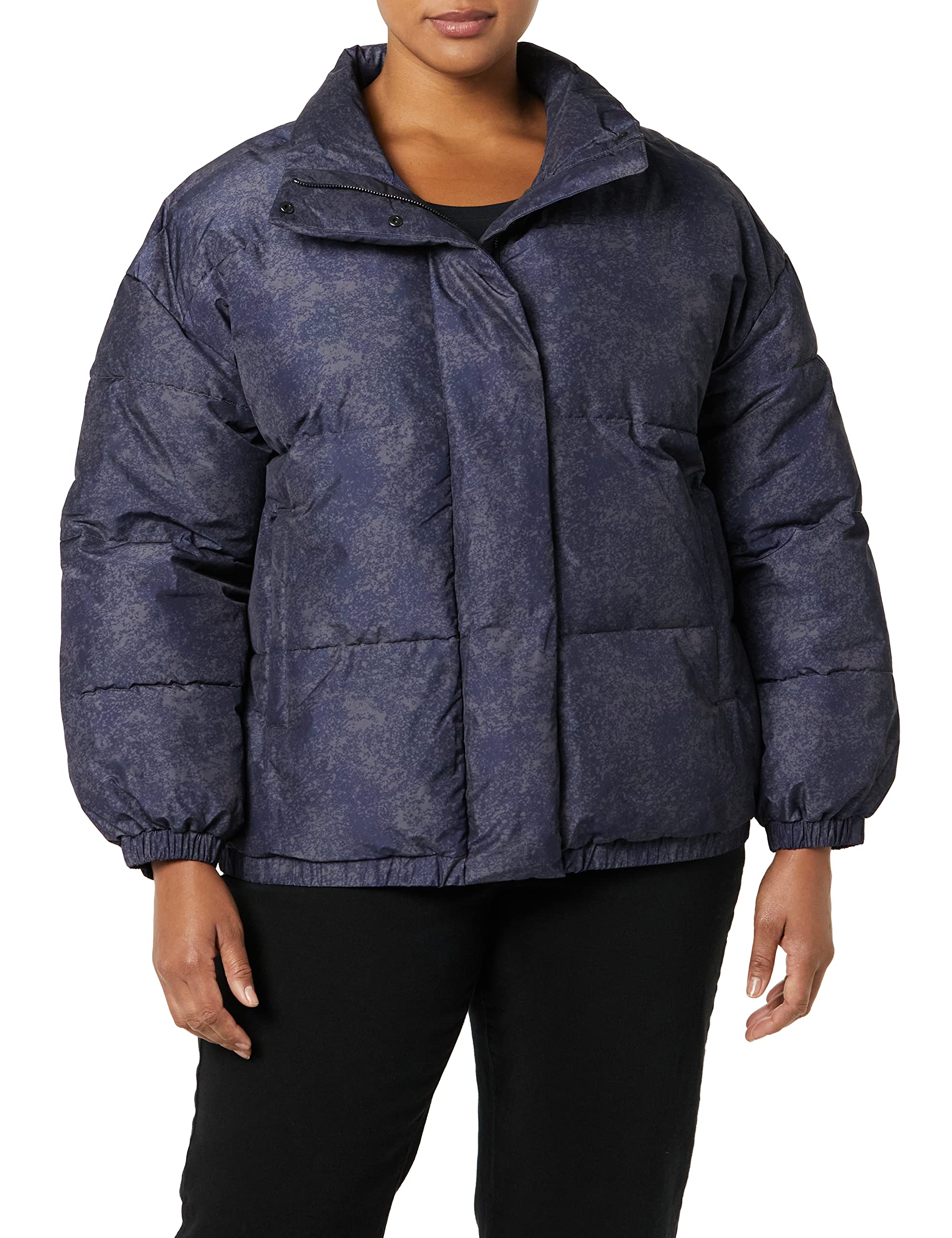Snapklik.com : Essentials Womens Relaxed-Fit Mock-Neck Short Puffer Jacket