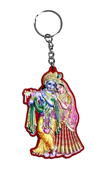 VRINDAVANBAZAAR.COM Red Yugal jodi- Radha Krishna 3D PVC keychain ...