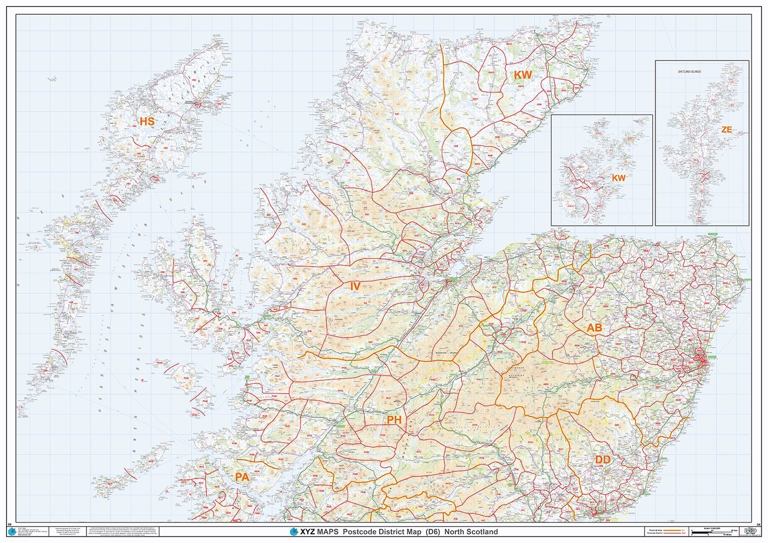 North Scotland - Postcode District Wall Map-Paper : Amazon.co.uk ...