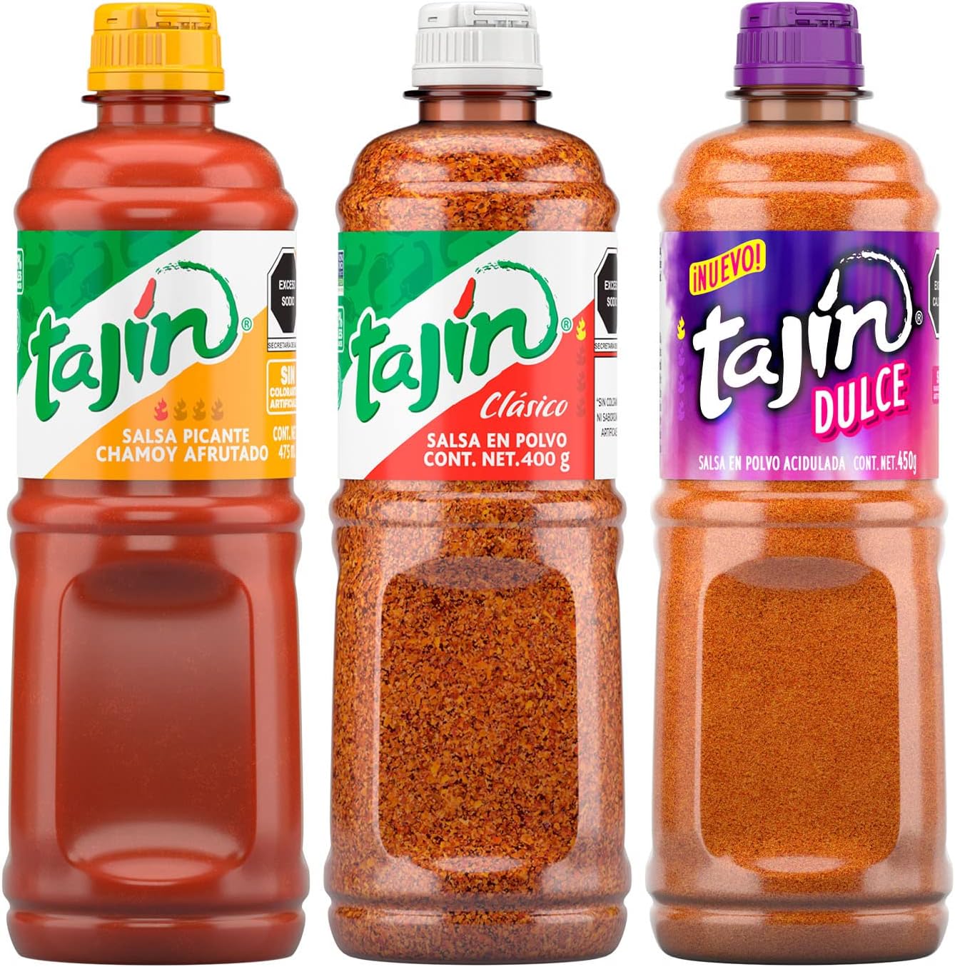 Tajín Kit: Polvo clásico 400g + Tajín Dulce 450g + Salsa Líquida Chamoy ...