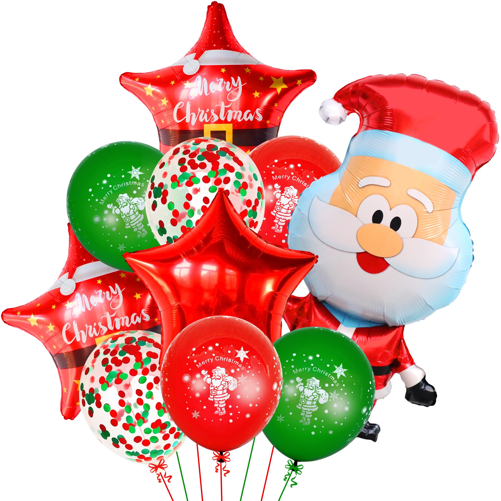 Amazon.com: KatchOn, Santa Balloons with Star Balloons Set - 32 Inch ...