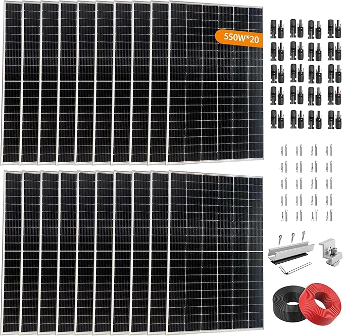 Amazon.com: 20 paneles solares mono de 550 W con soportes de montaje ...
