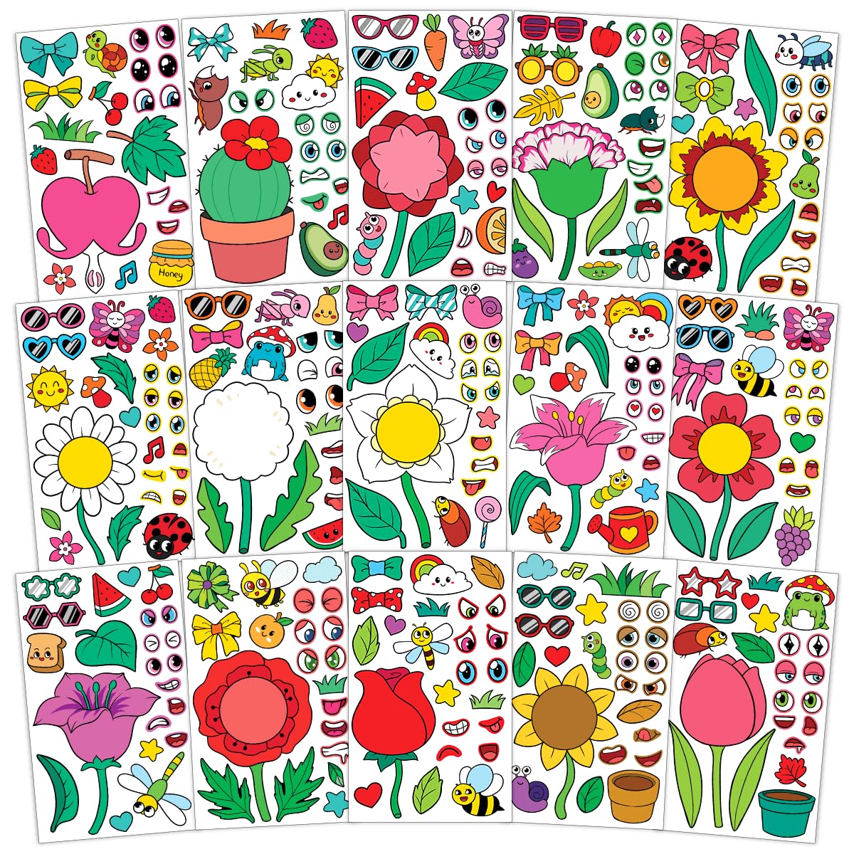 Amazon.com: 15 Sheets Make Your Own Flower Stickers for Girls Kids ...