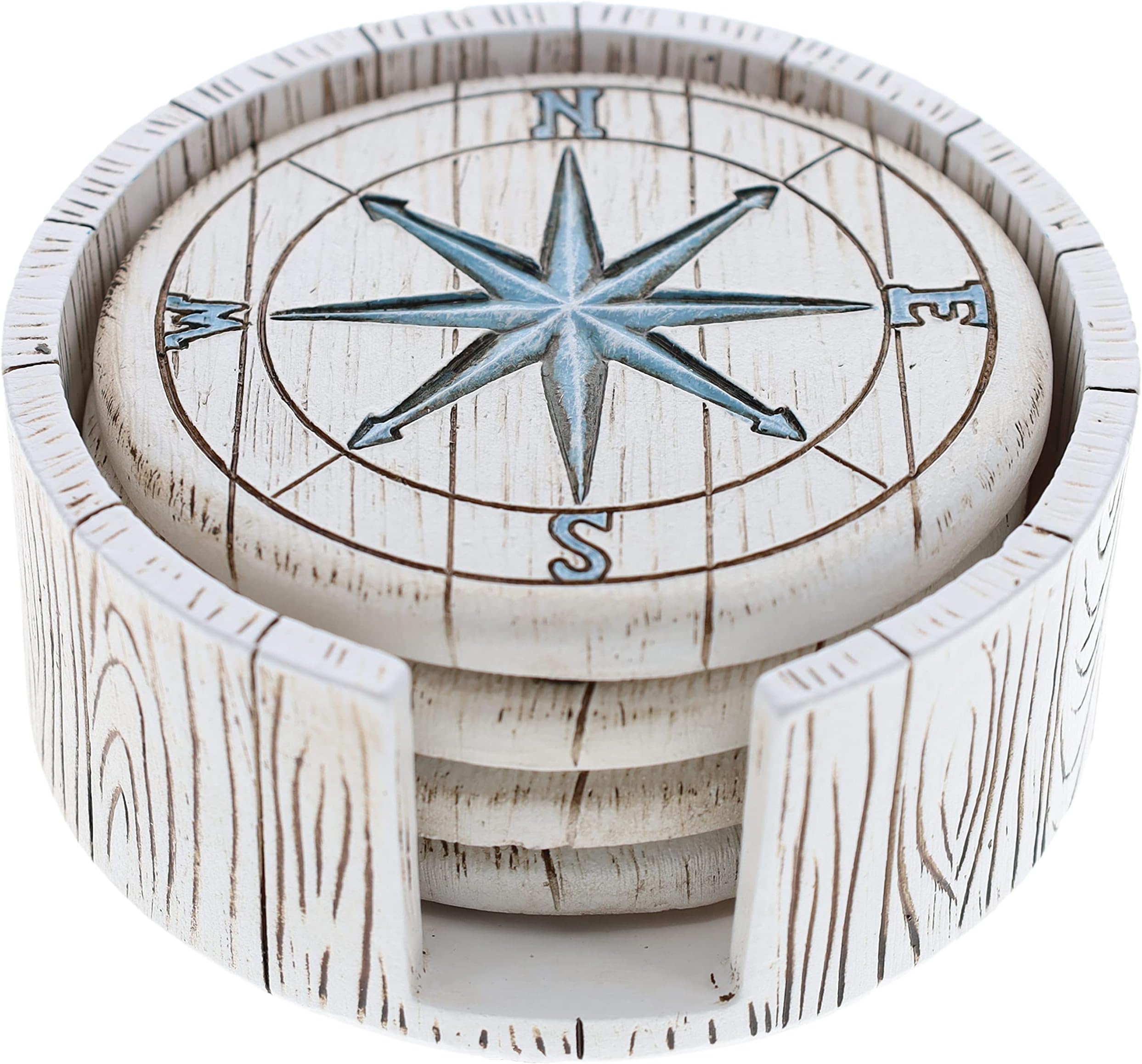 Amazon.com: Compass Rose Coaster Set - Nautical Ocean Beach Boat ...