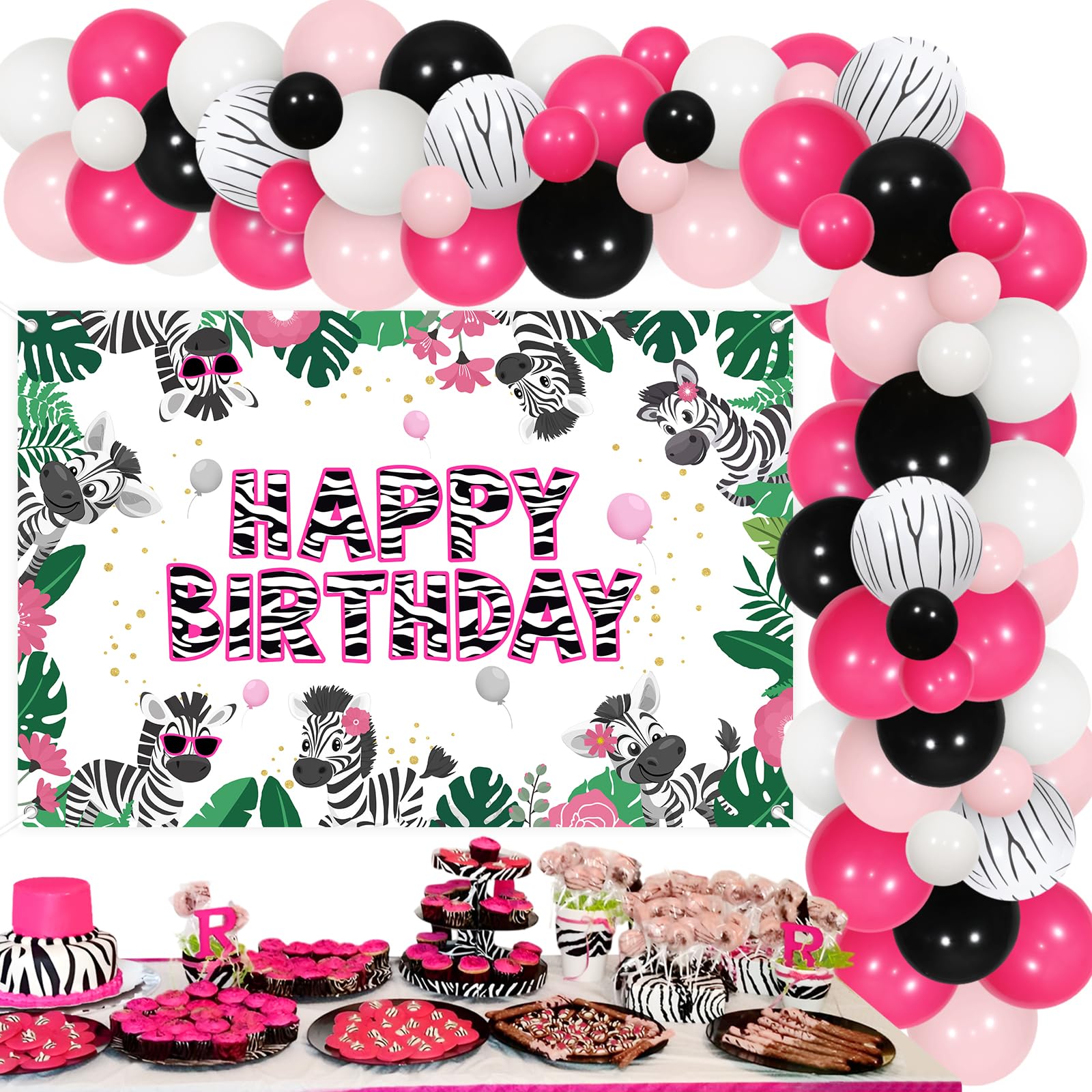 Pink Zebra Party Decoration Ideas Amazon.com: Cheerland Zebra Party