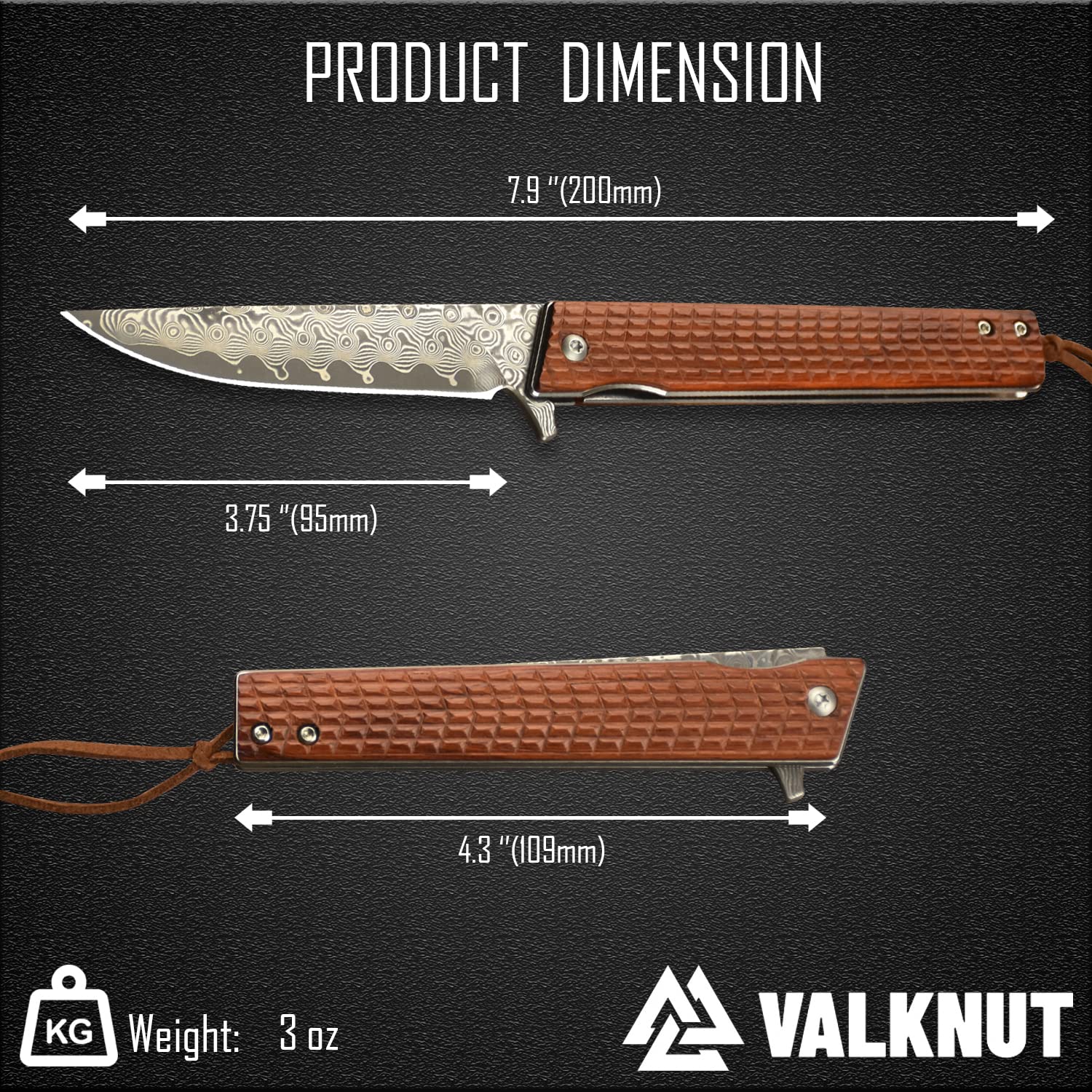 Snapklik.com : VALKNUT Damascus Pocket Knife, Handmade Hand Forged VG ...