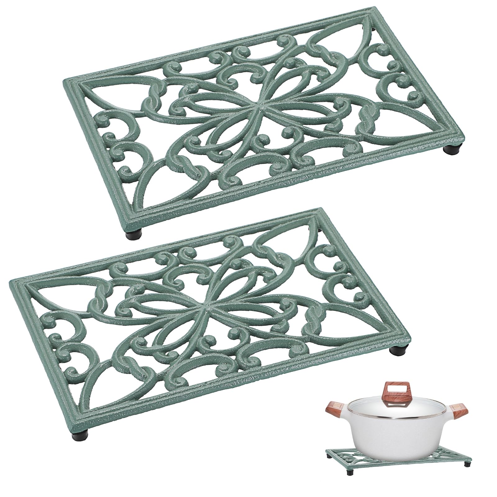 Amazon.com: Sumnacon Cast Iron Trivet 2 Pack Iron Trivet for Hot Dishes ...