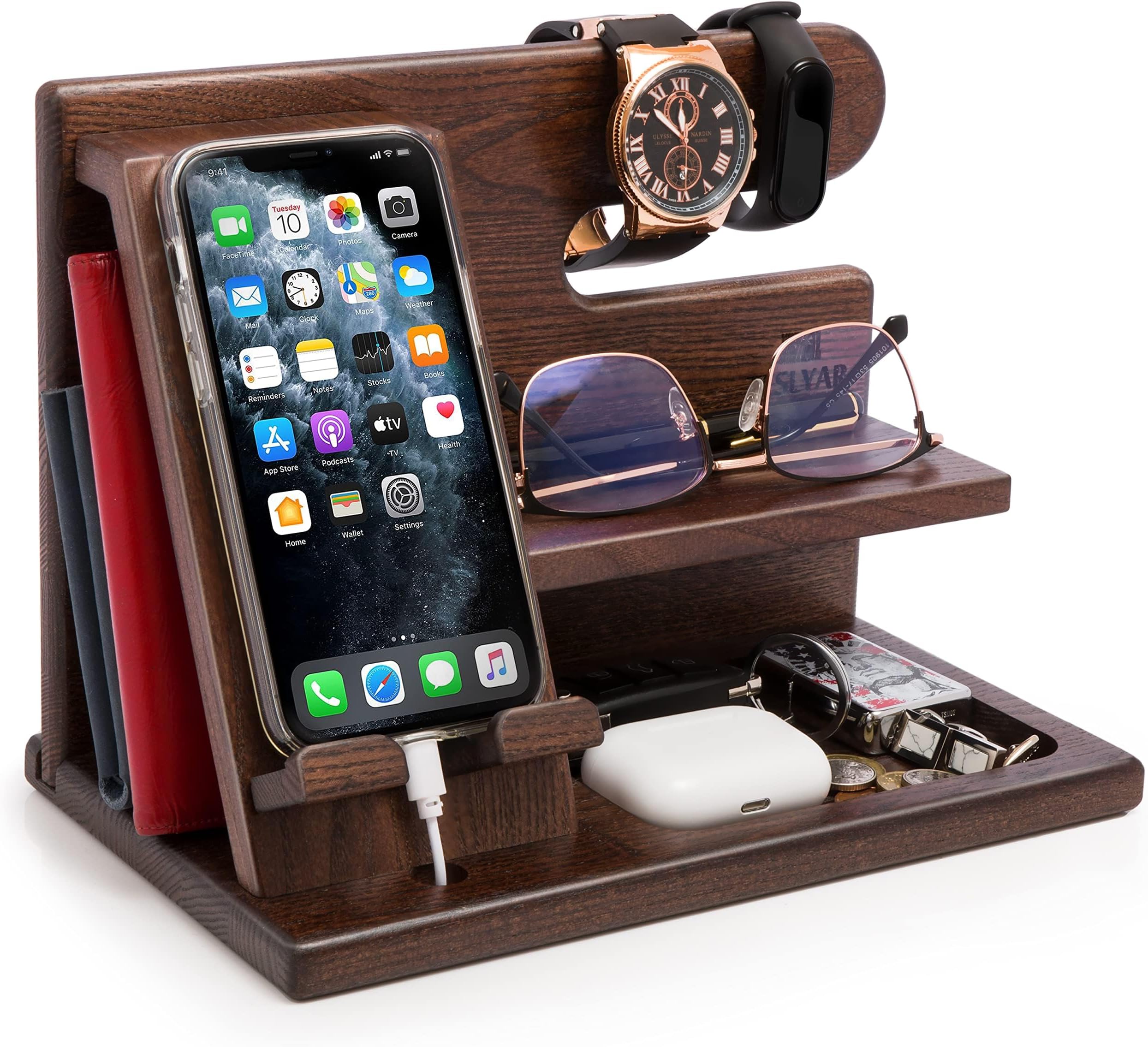 Amazon.com: Gifts for Men, Fathers Day Wood Phone Docking Station for ...