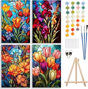 4 Pack Paint by Number Kit for Adults Framed Canvas, DIY Adult Paint by ...