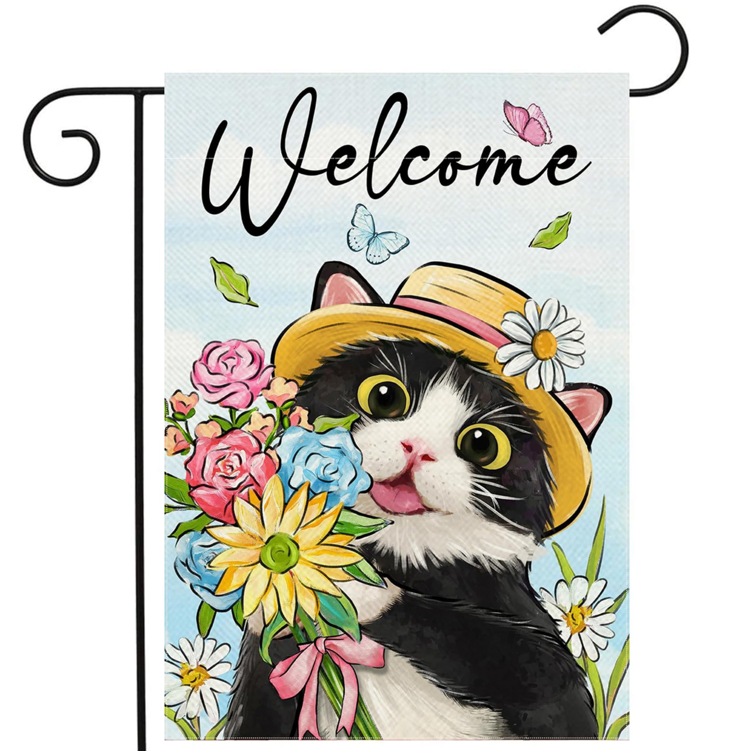 Amazon.com : HIGHGO Letter Welcome Seasonal Garden Flags Sided 12 x 18 ...