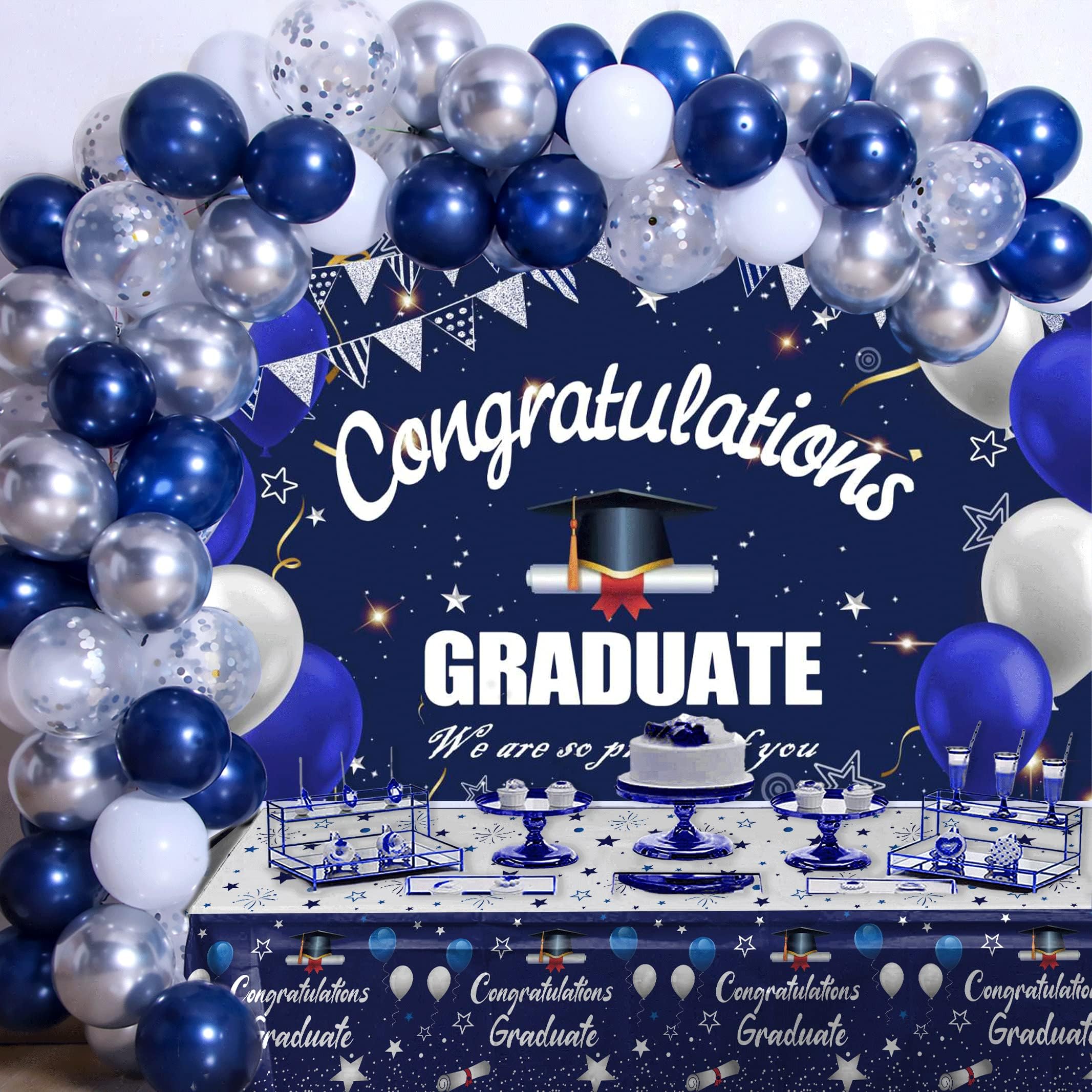 Amazon.com: Graduation Decorations Class of 2024 Blue and White ...