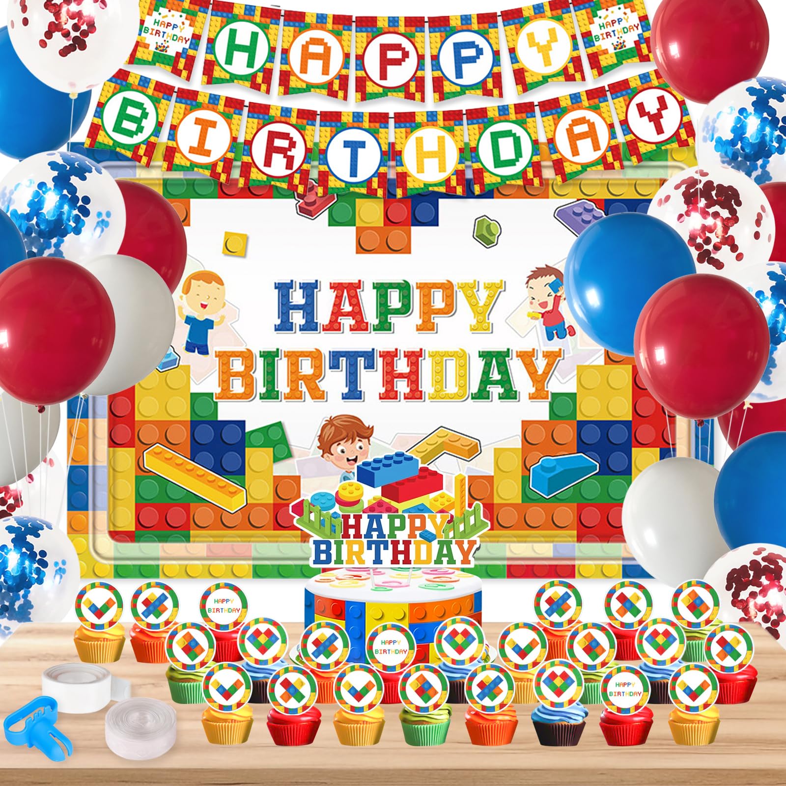 Amazon.com: YIGZAG Building Block Birthday Party Supplies, Building ...