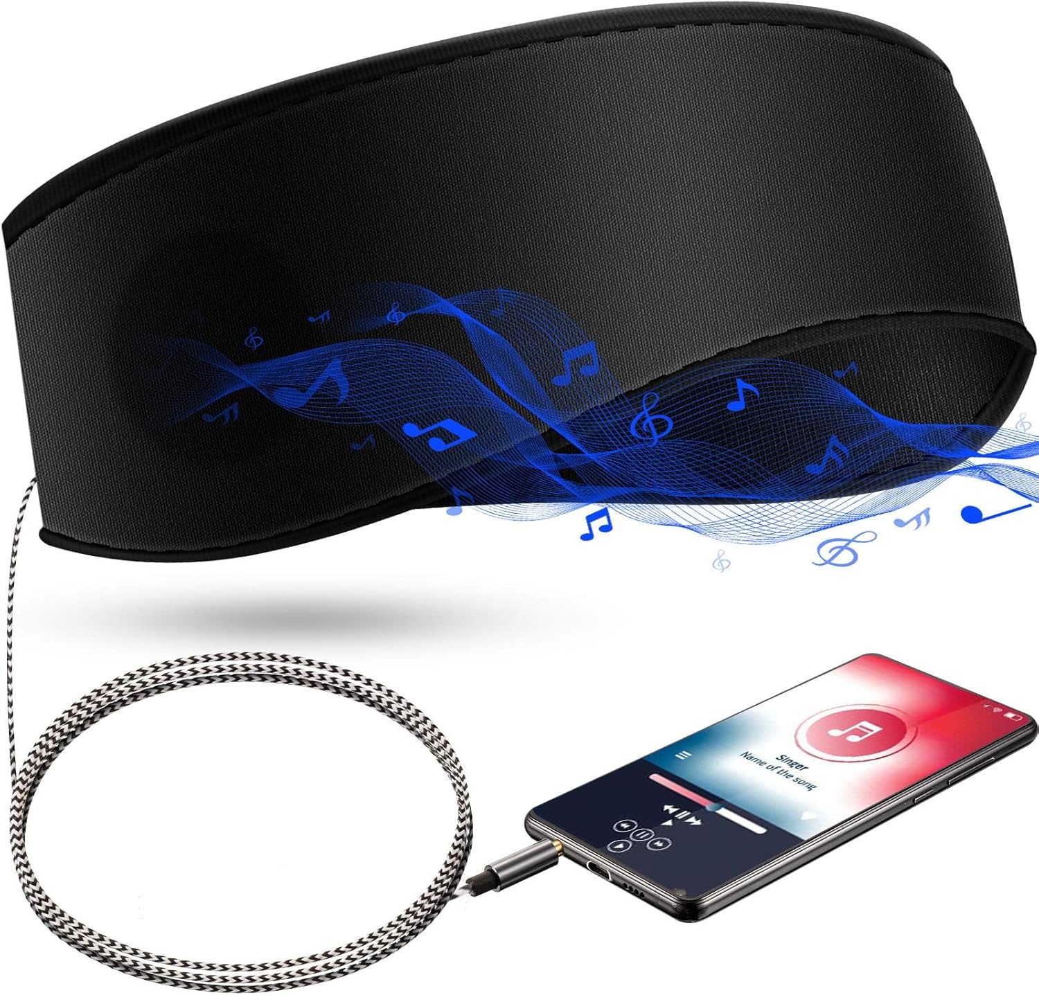 Sleep Headband Headphones, 3.5mm Jack Soft Elastic Headband for Sleep ...