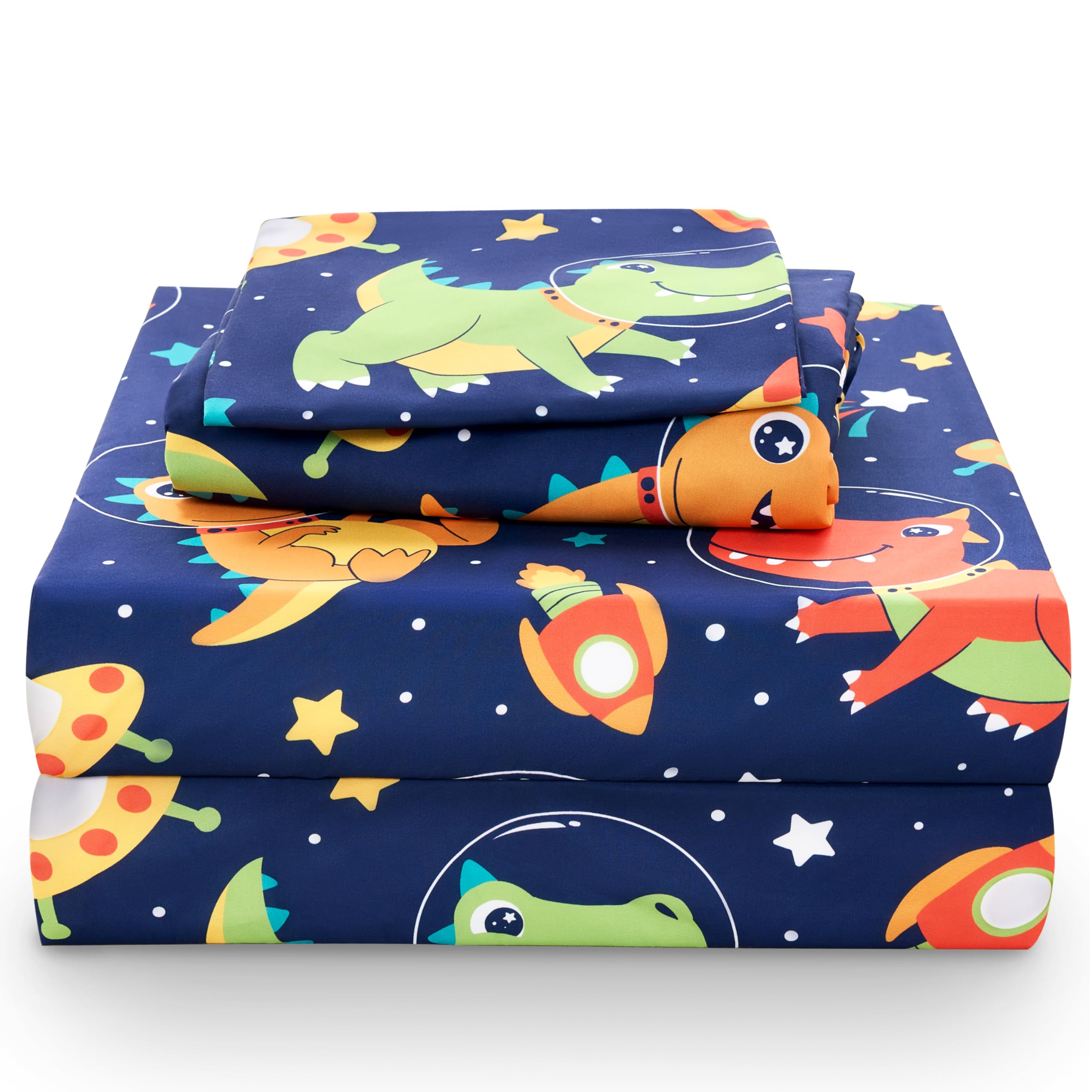 Amazon.com: Joiedomi Kids Twin Sheet Set Space Dinosaur - 3 Piece Soft ...