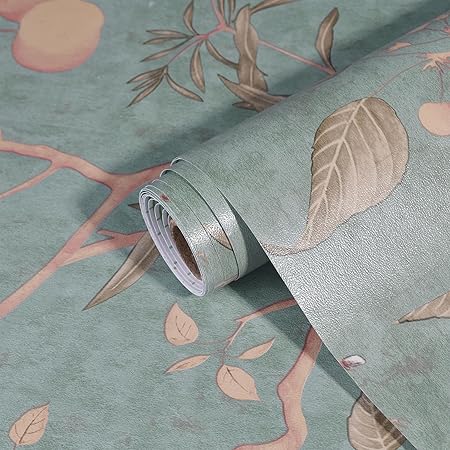 YCJYZLF Vintage Floral Contact Paper, Green Peel and Stick Wallpaper ...