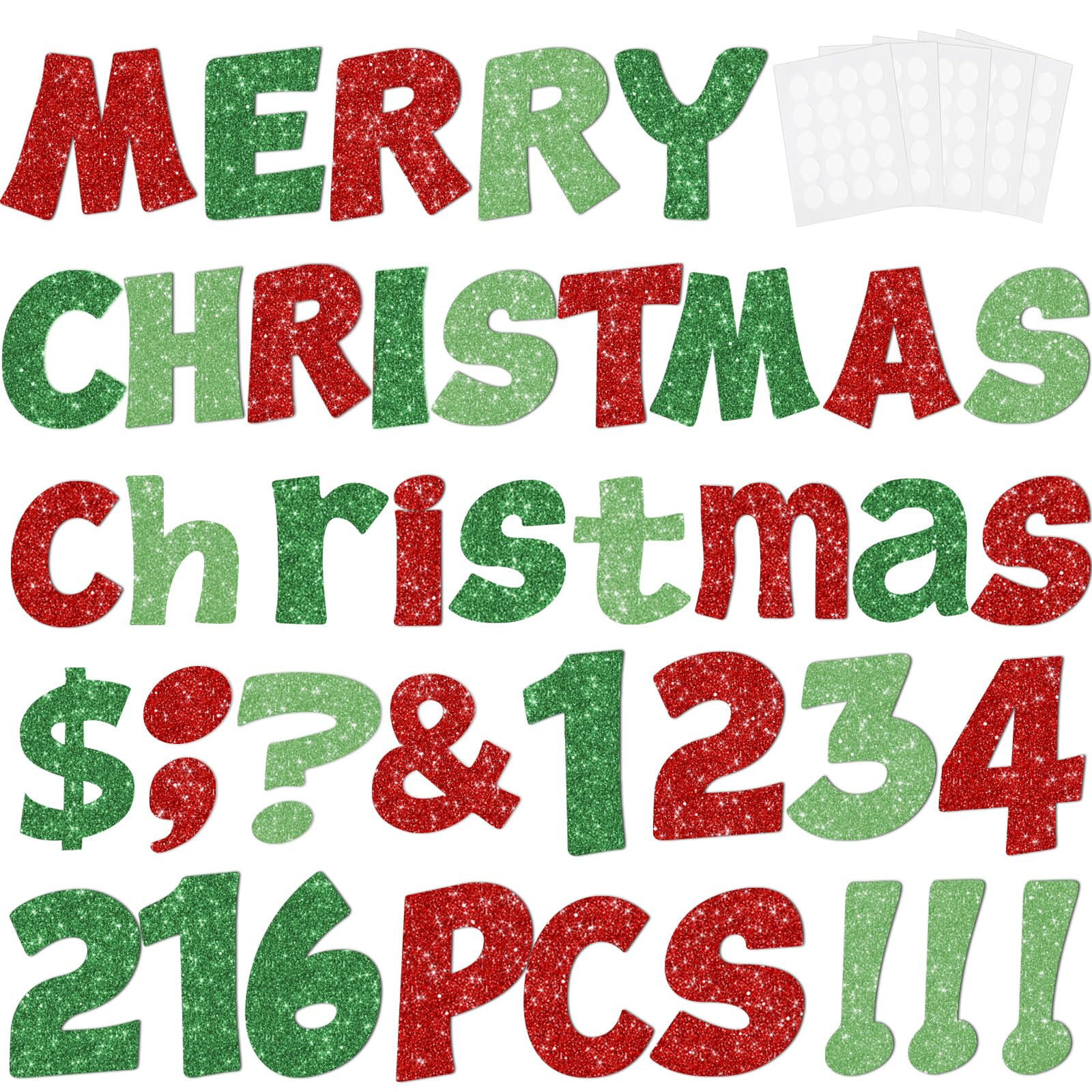 Amazon.com: 216 Pcs Christmas Glitter Bulletin Board Letters ...