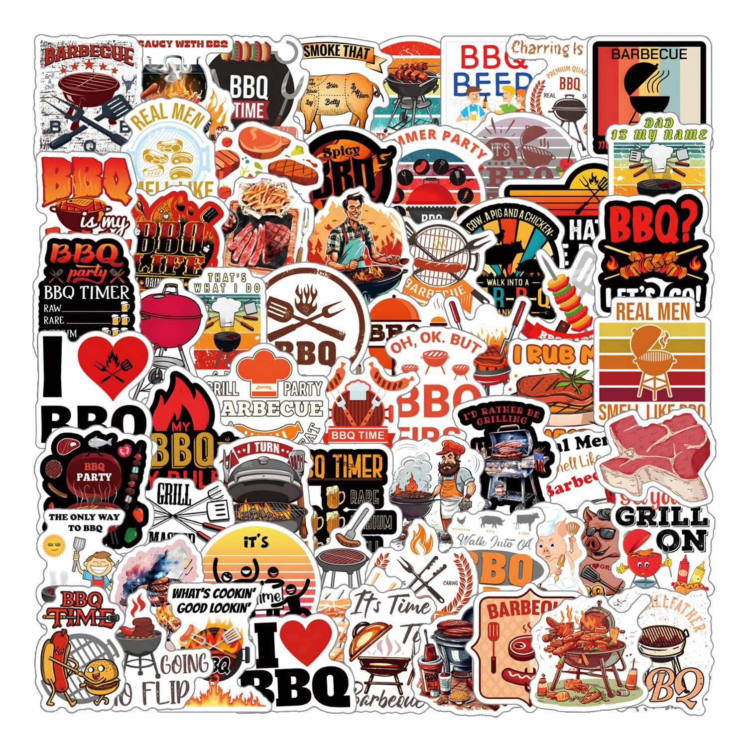 Amazon.com: 63Pcs Barbecue Stickers Pack,Cartoon Aesthetic Vinyl ...
