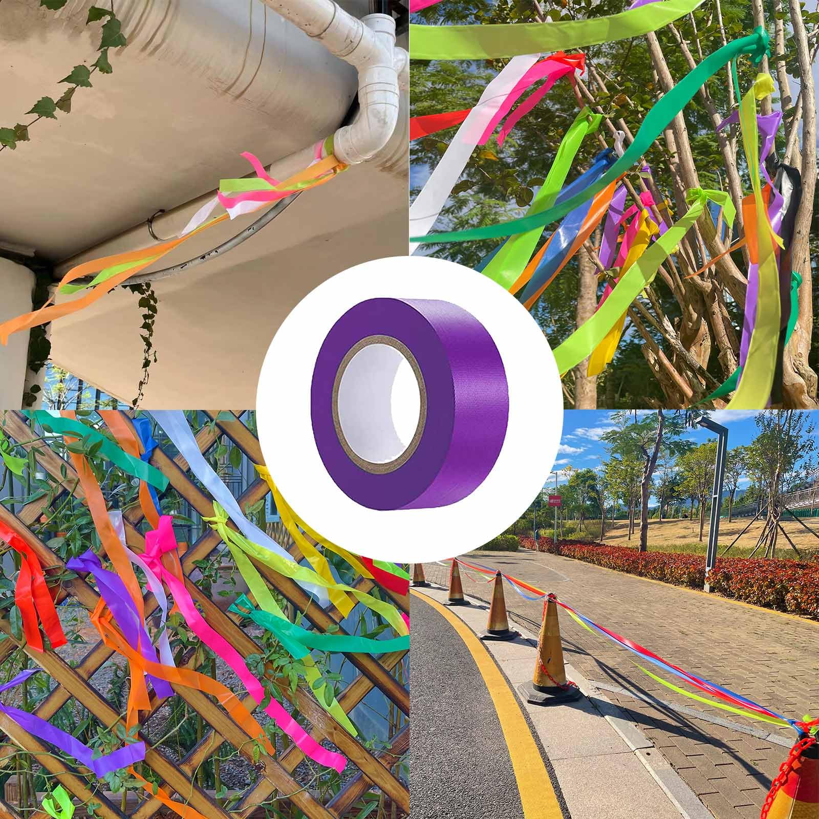 Snapklik.com : 6 Pack Purple Flagging Tape, Non-Adhesive Plastic Ribbon ...