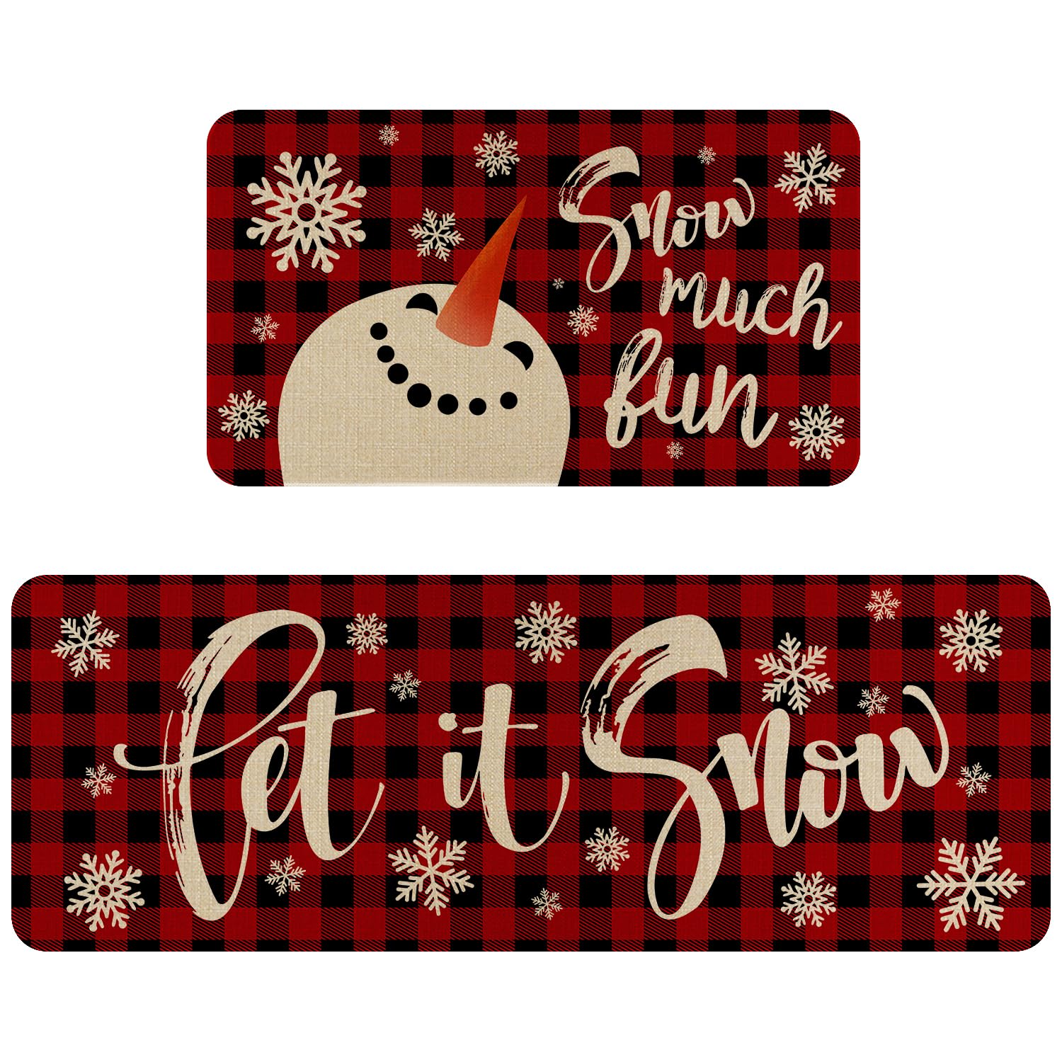 Amazon.com: Faptoena Christmas Kitchen Rugs Set of 2,Winter Snowman ...