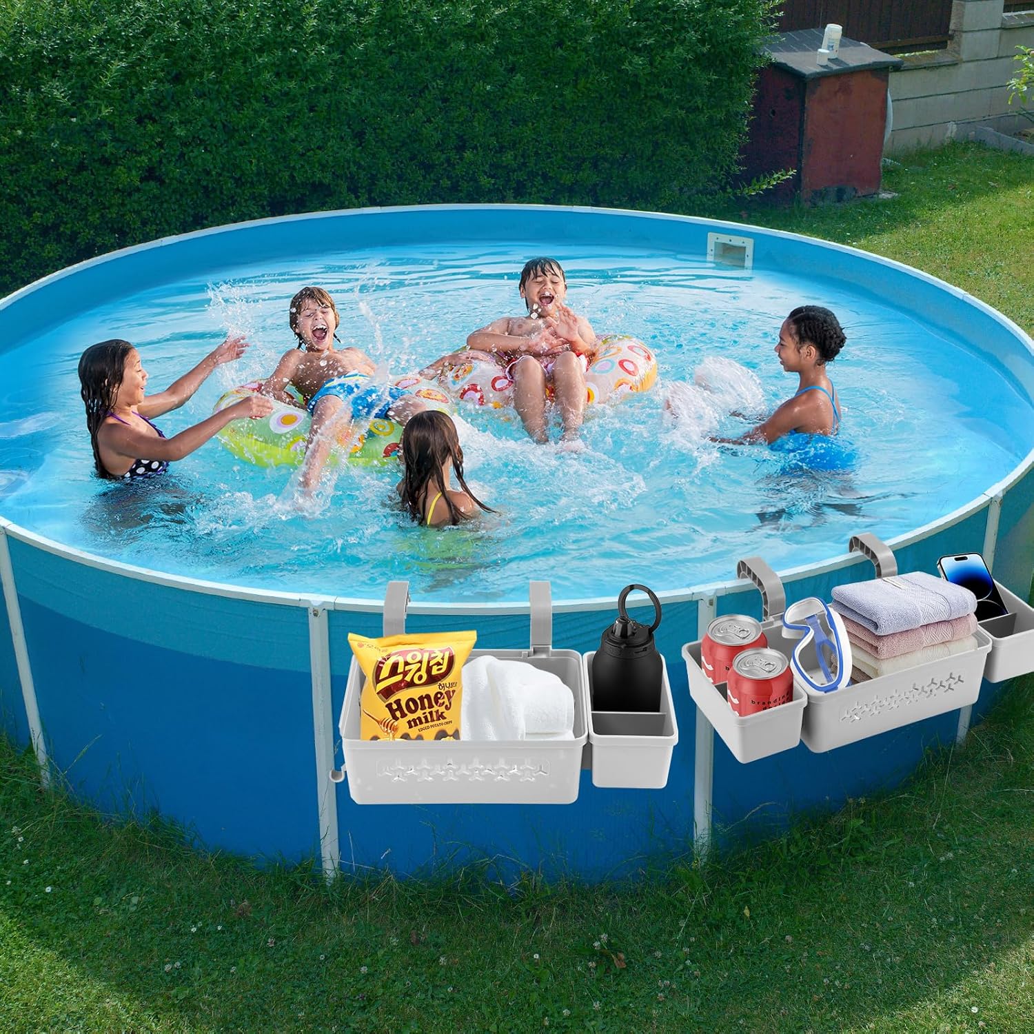 2 Sets Poolside Storage Basket, Above Ground Pool Accessories, Swimming ...