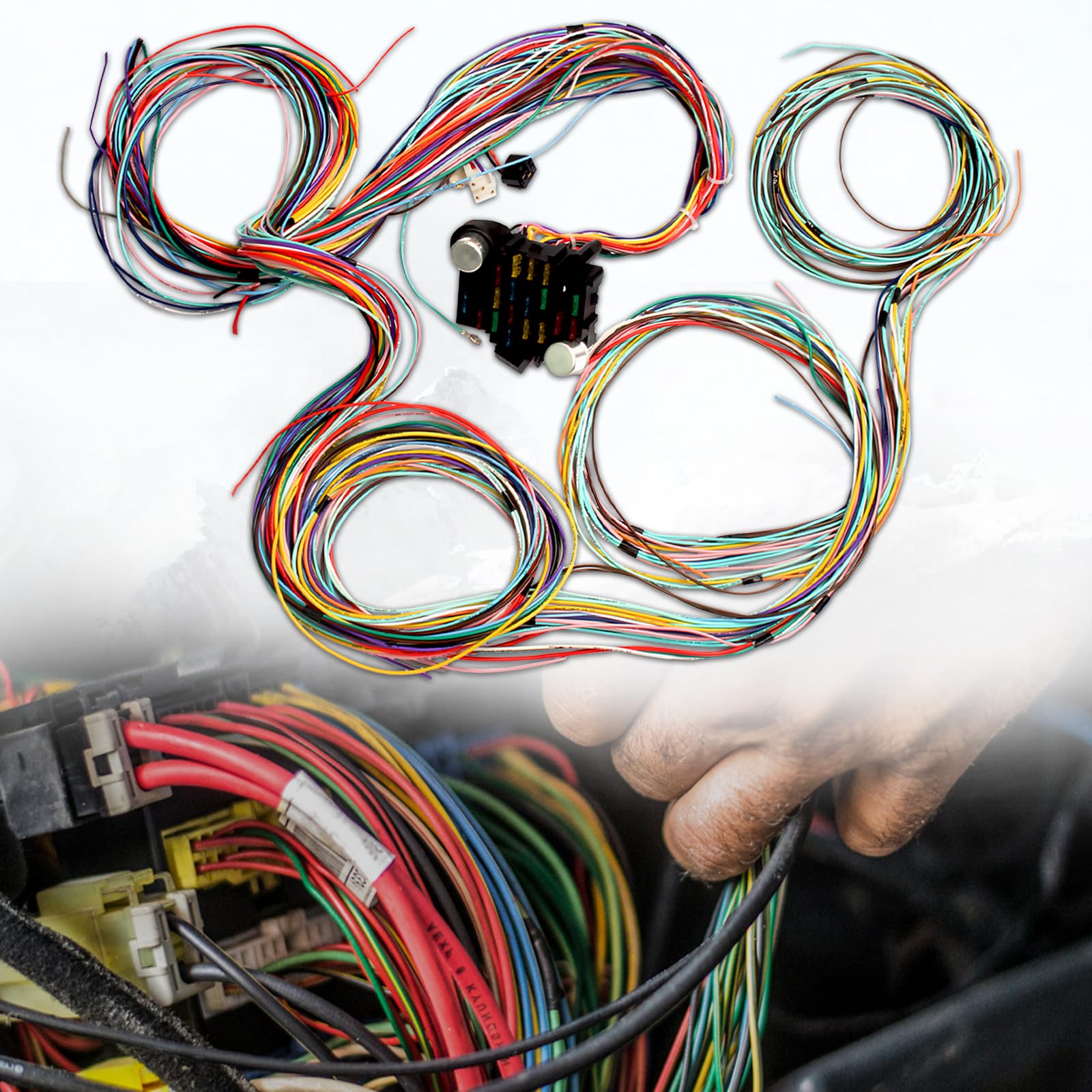 Snapklik.com : Universal 21 Circuit Wiring Harness Kit Extra Long Wire ...