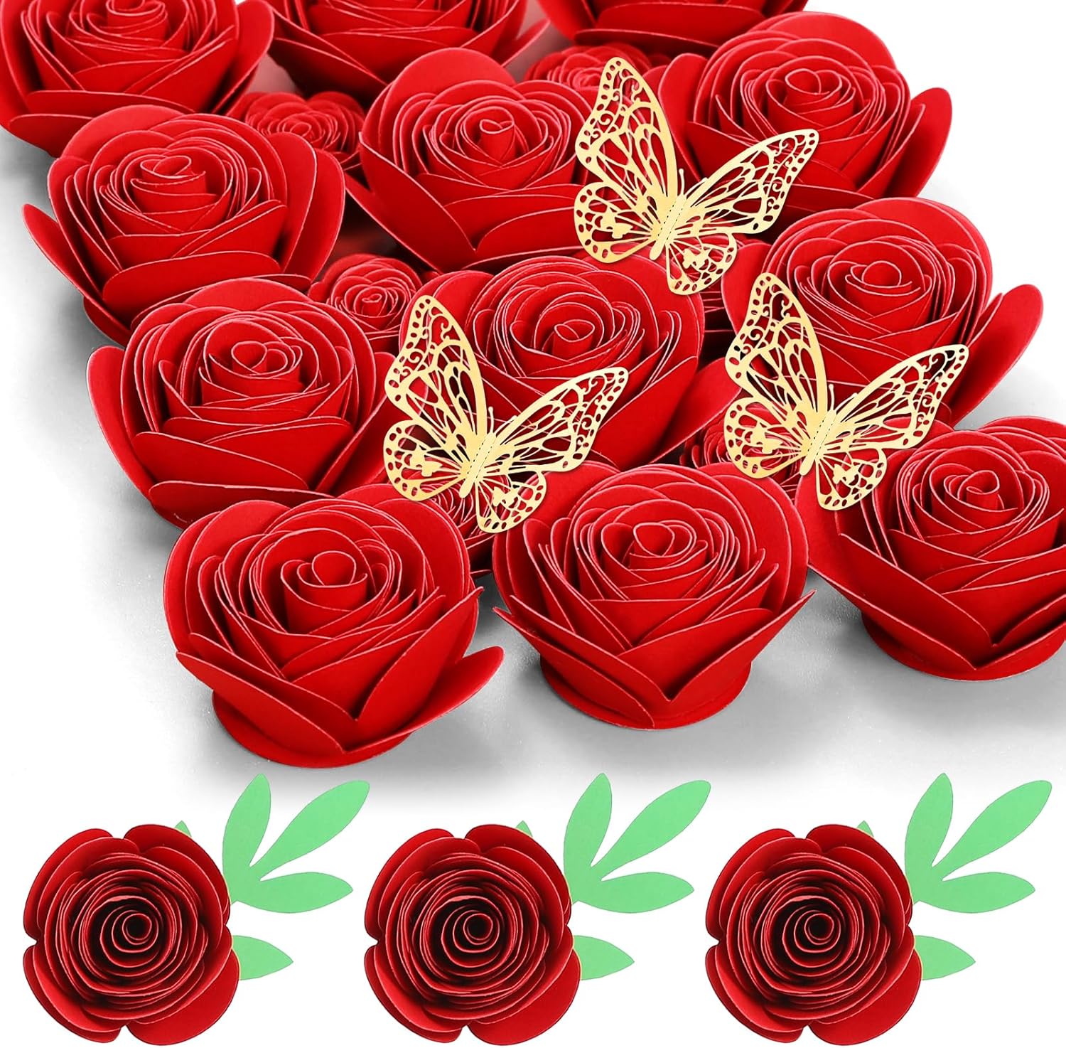 Amazon.com: Mverse 3D Rolled Paper Flowers for Shadow Box & Graduation ...