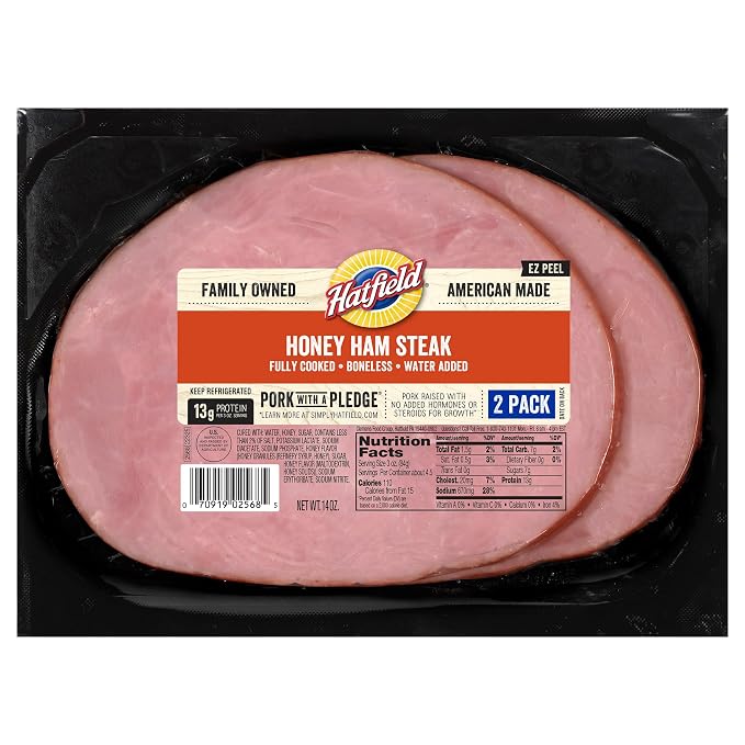 Amazon.com: Hatfield, Boneless Ham Steak 2 Pack Honey, 14 Ounce ...