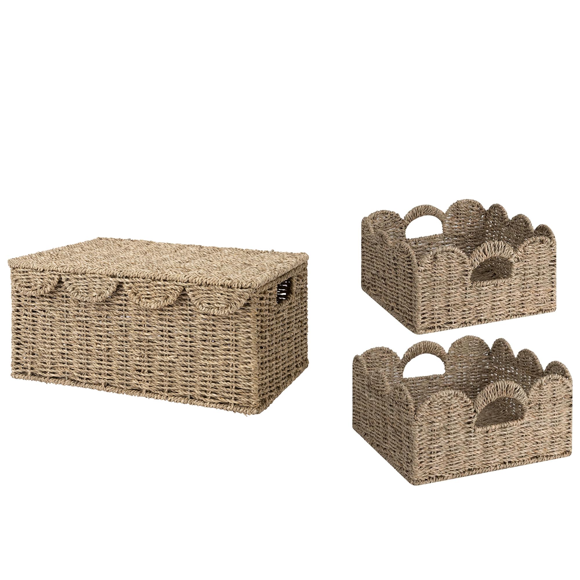 Amazon.com: StorageWorks Scalloped Basket, Wicker Storage Basket with ...