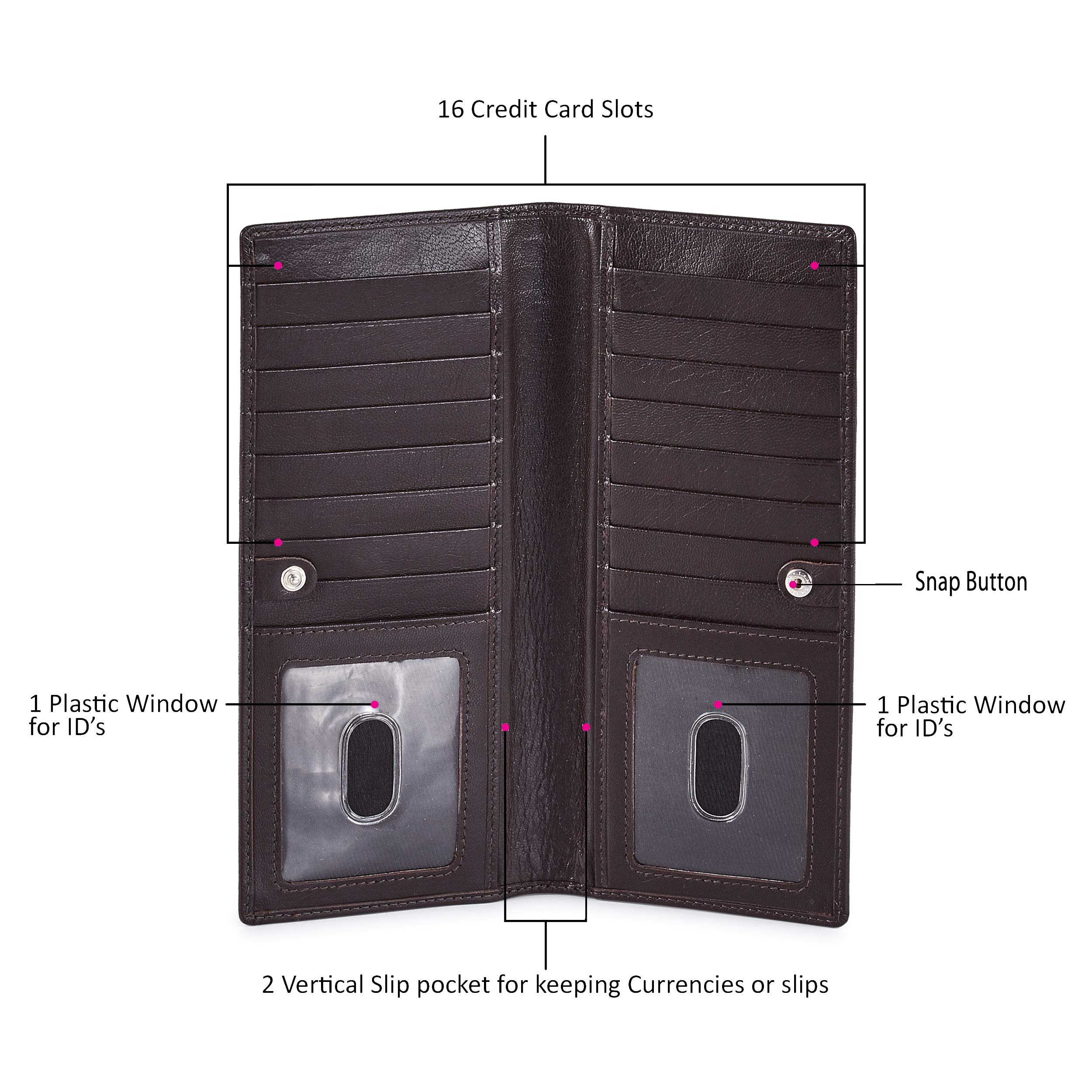 Snapklik.com : Long Wallet For Men Women Real Leather Bifold RFID ...