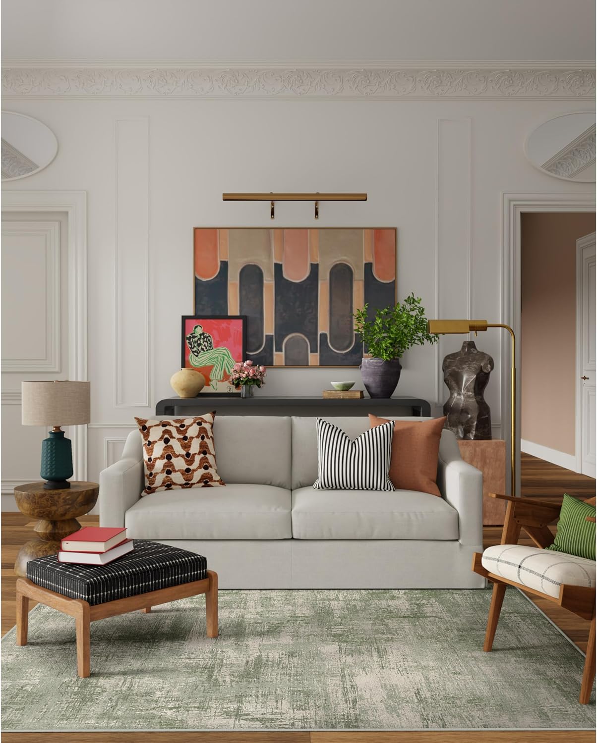 Amazon.com: RUGGABLE Washable Modern Area Rug – Impasto Sage Green 5x7 ...