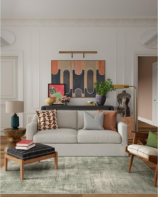 Amazon.com: RUGGABLE Washable Modern Area Rug – Impasto Sage Green 6x9 ...