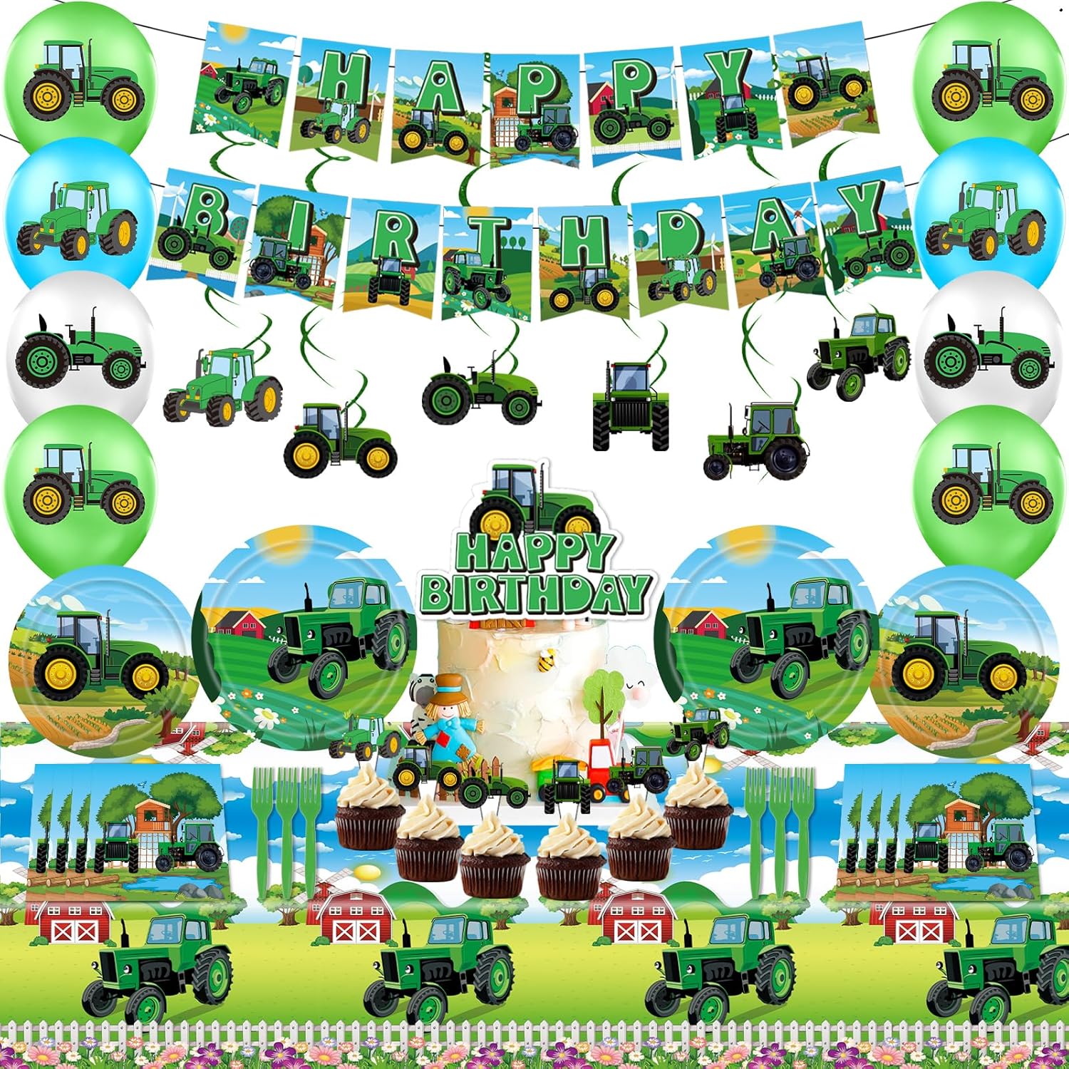 Amazon.com: Tractor Farm Birthday Party Supplies,Tractor Themed Party ...