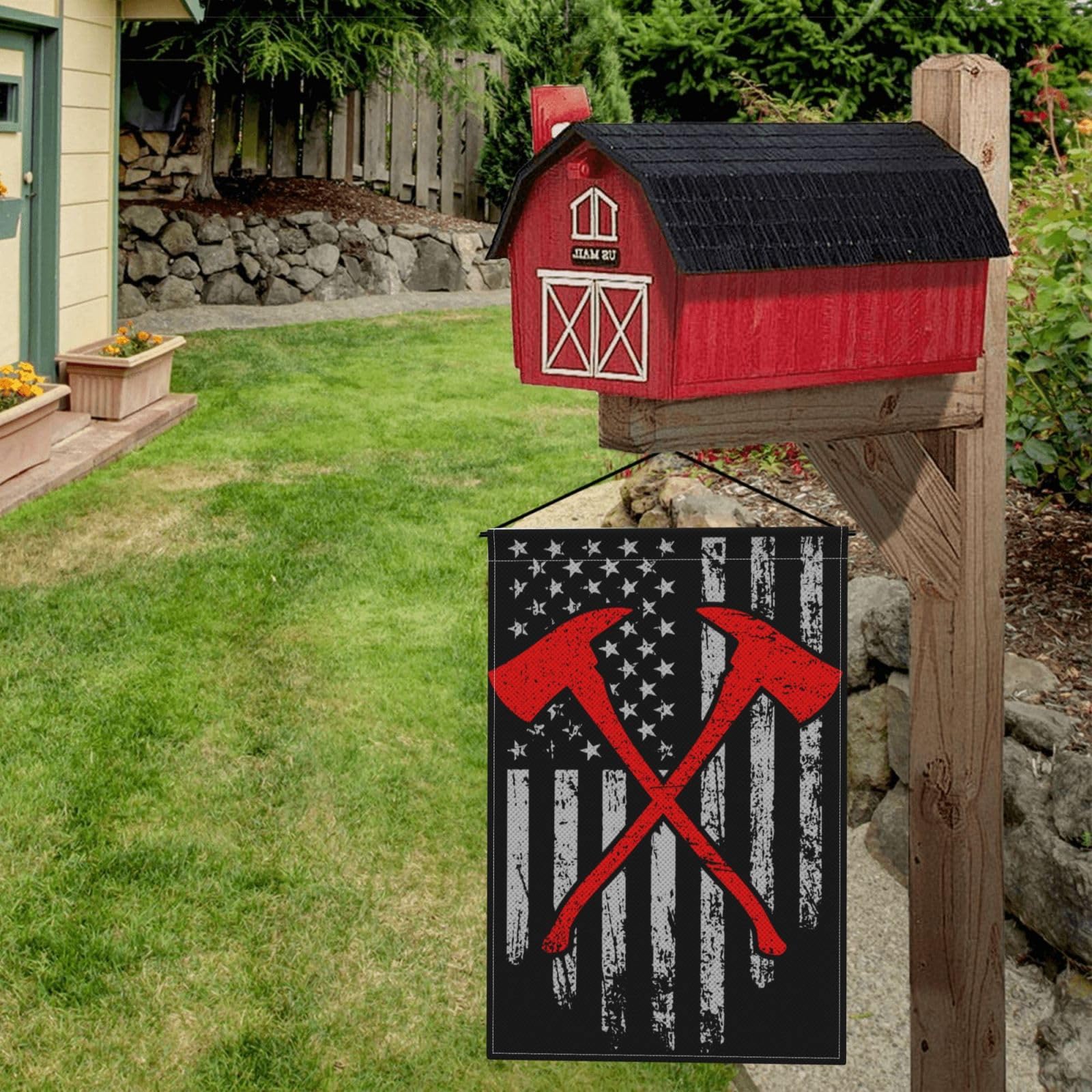 Firefighter Axe Flag Personalized Garden Flag Designs Firefighter Axe ...