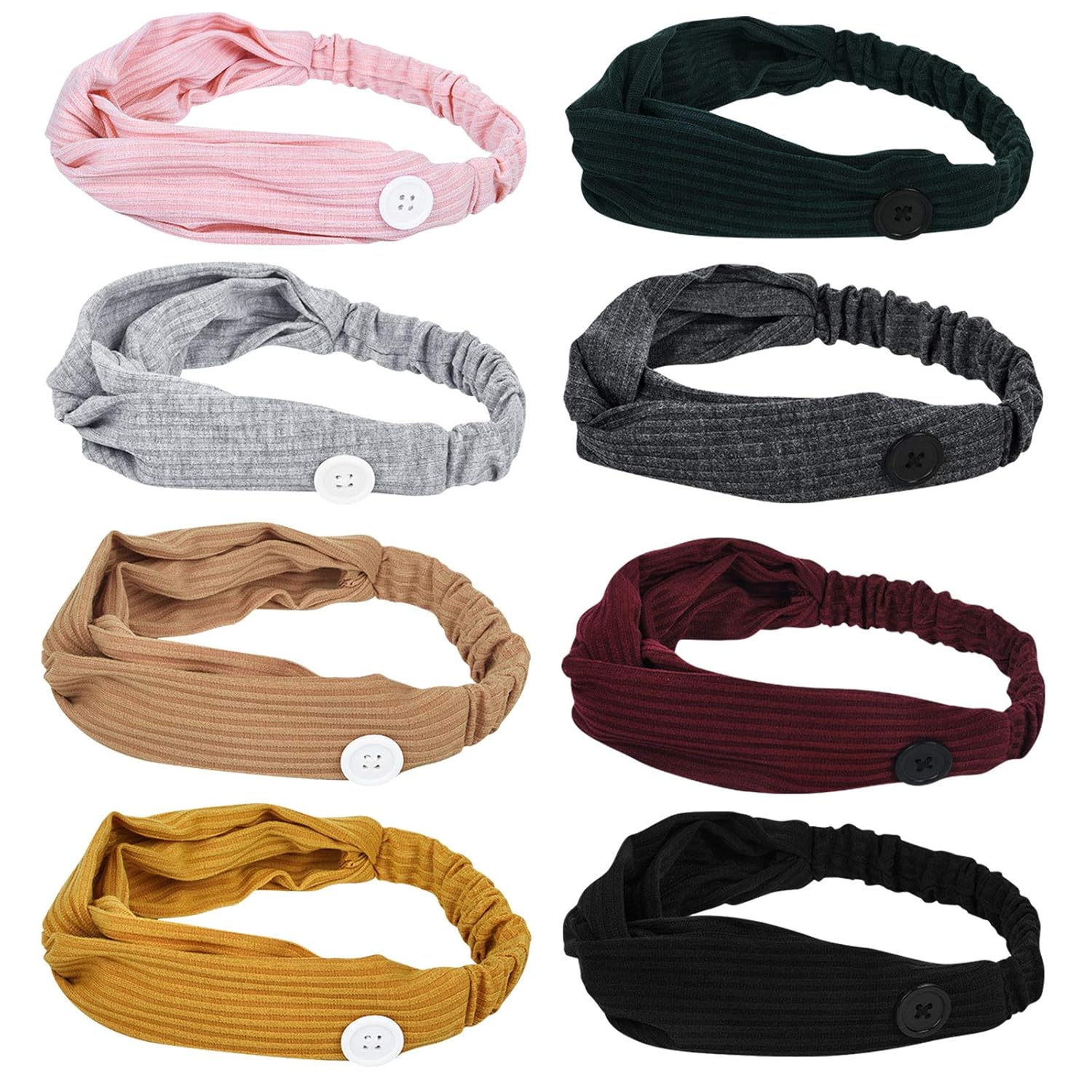 Amazon.com : 8Pcs Cross Knotted Headbands with Buttons for Face Mask ...