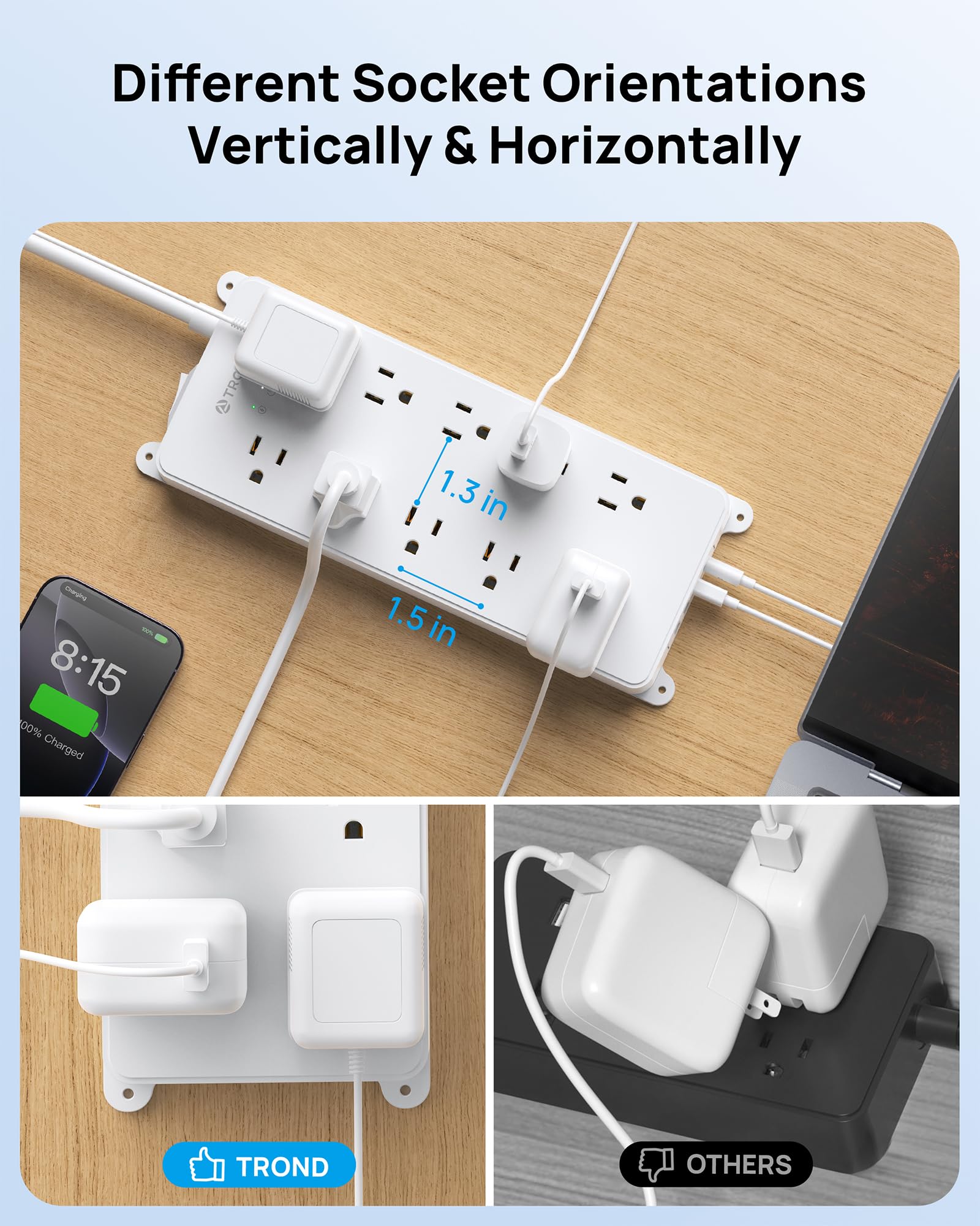 Snapklik.com : 360 Rotating Plug Surge Protector Power Strip, 4000J ...