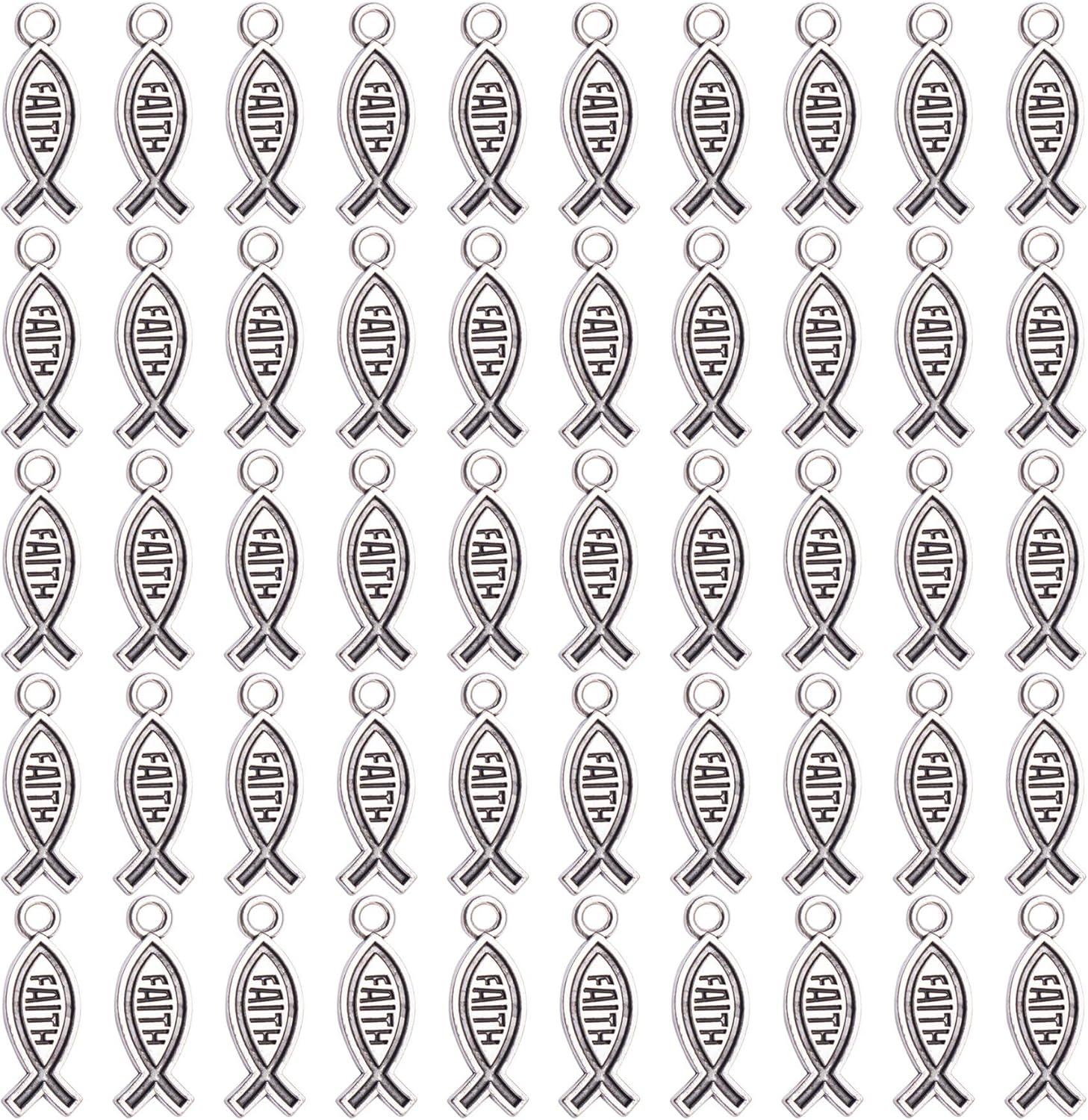 Amazon.com: RP Remarkable Power, 50 Pack Silver Fish Faith Charms ...