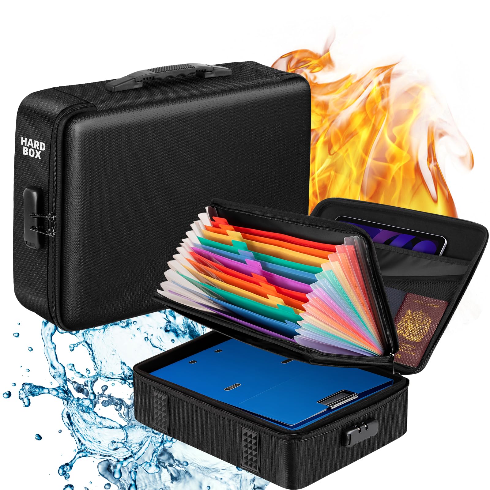 Snapklik.com : Fireproof Document Organizer Box, Fire Box Safe For Home ...